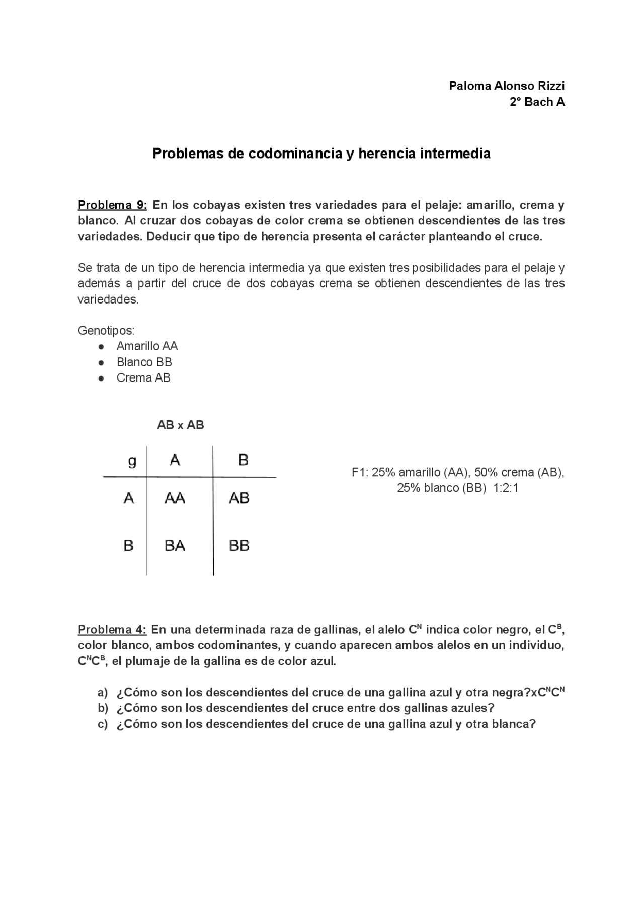 Las Leyes De Mendel Biología Esercizi Di Biologia Docsity