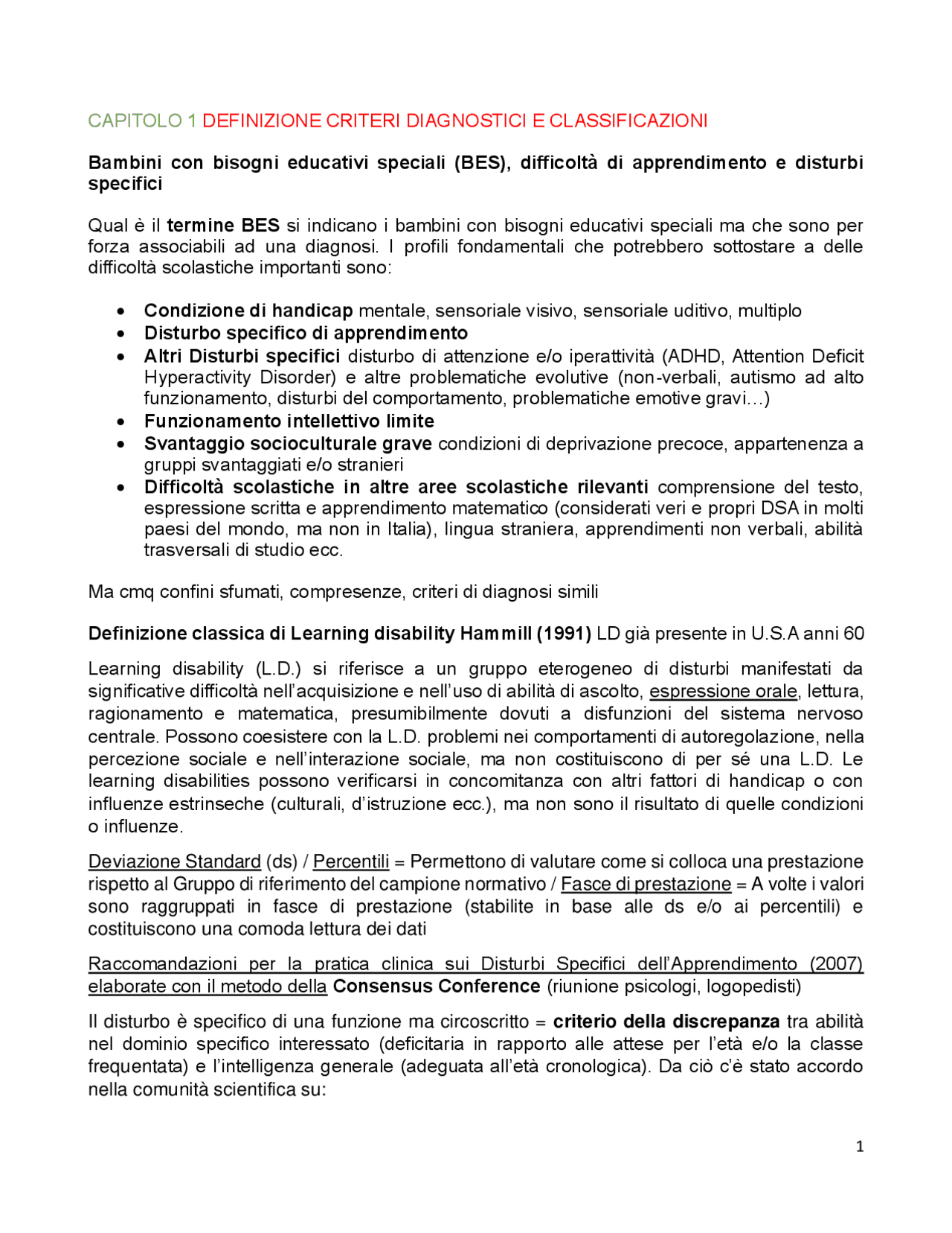 C Cornoldi A Cura Di I Disturbi Dellapprendimento Appunti Di