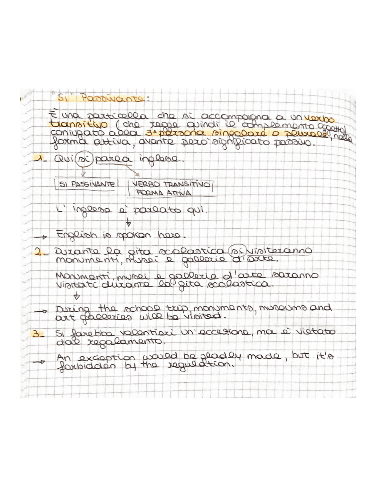 Si” Passivante Utilizzo Nella Forma Passiva Docsity