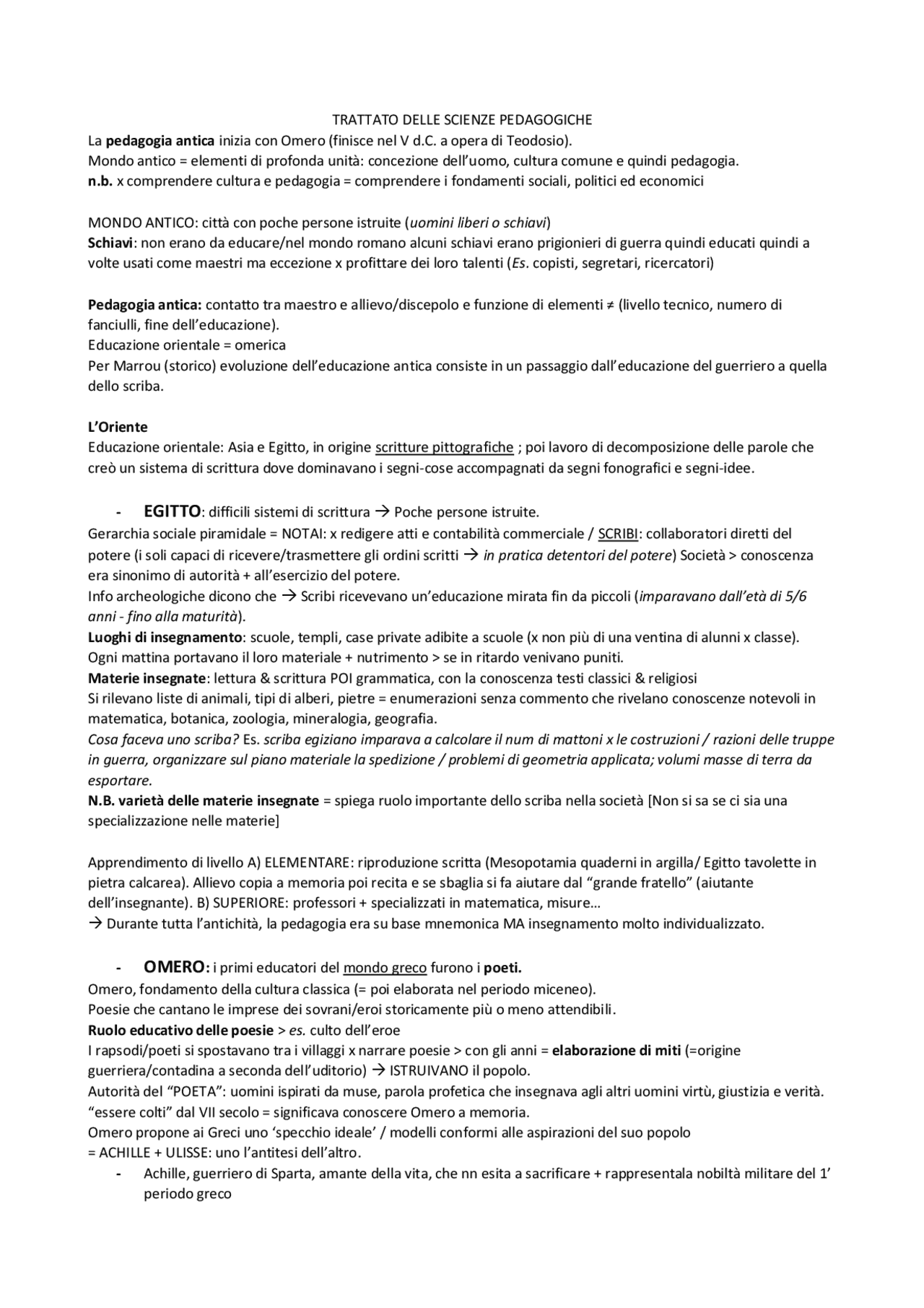 Trattato Delle Scienze Pedagogiche Polizzi Riassunto Docsity