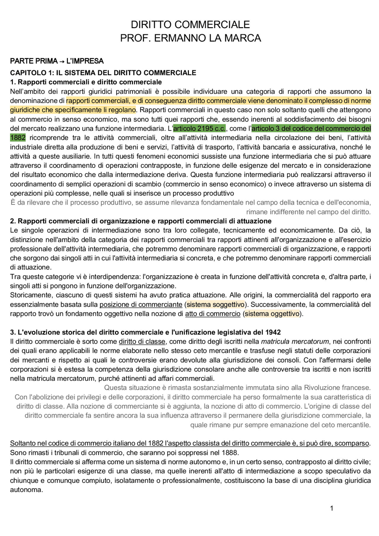 Riassunti Diritto Commerciale Docsity