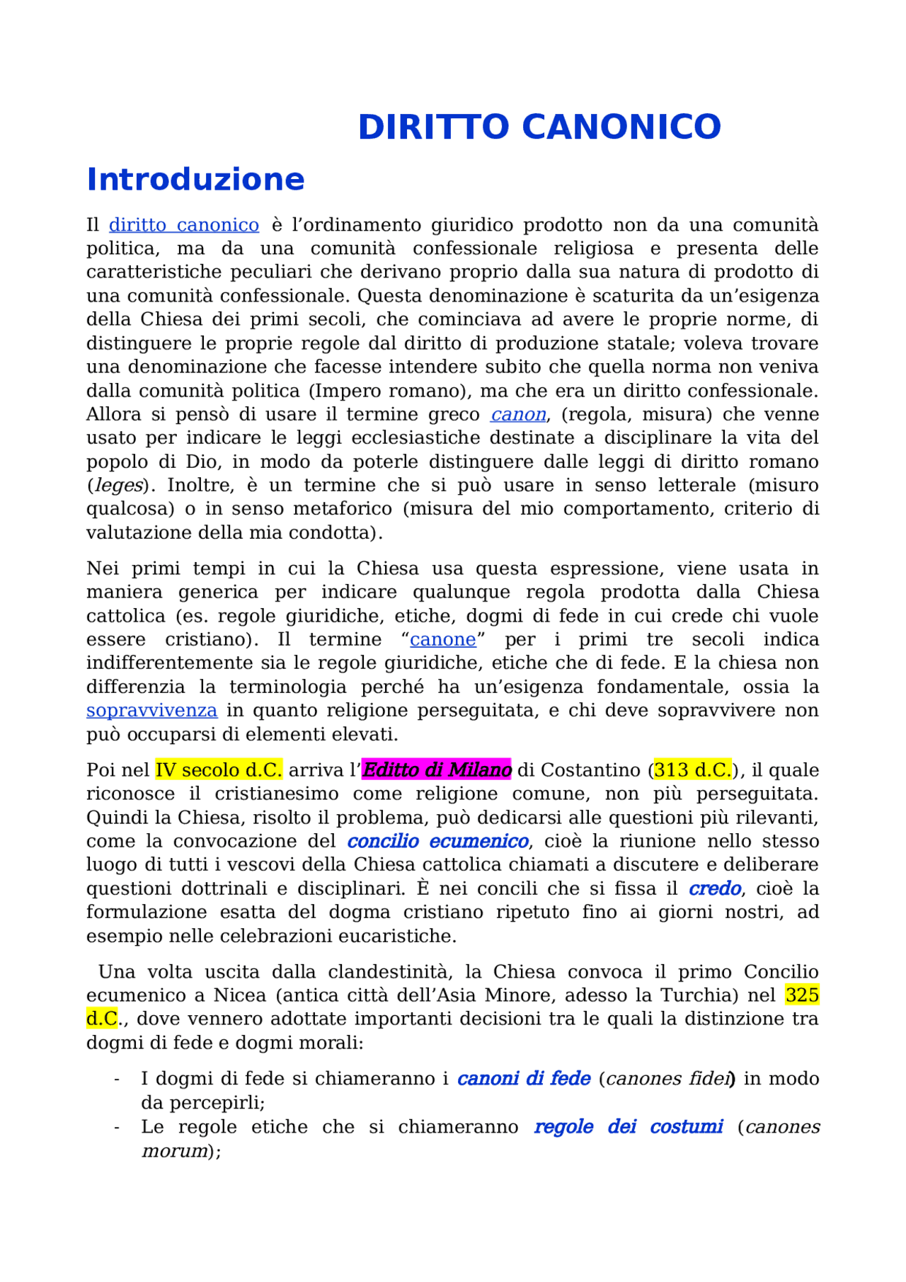 Appunti Di Diritto Canonico Docsity