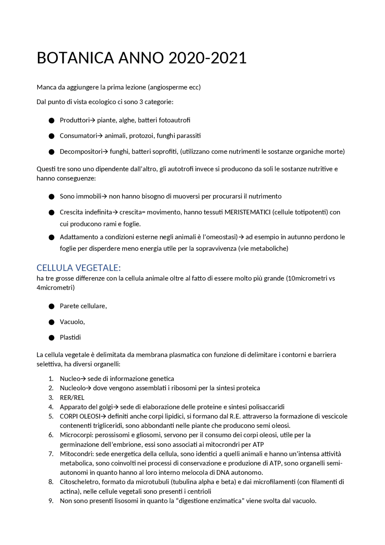 Appunti Botanica Generale Docsity