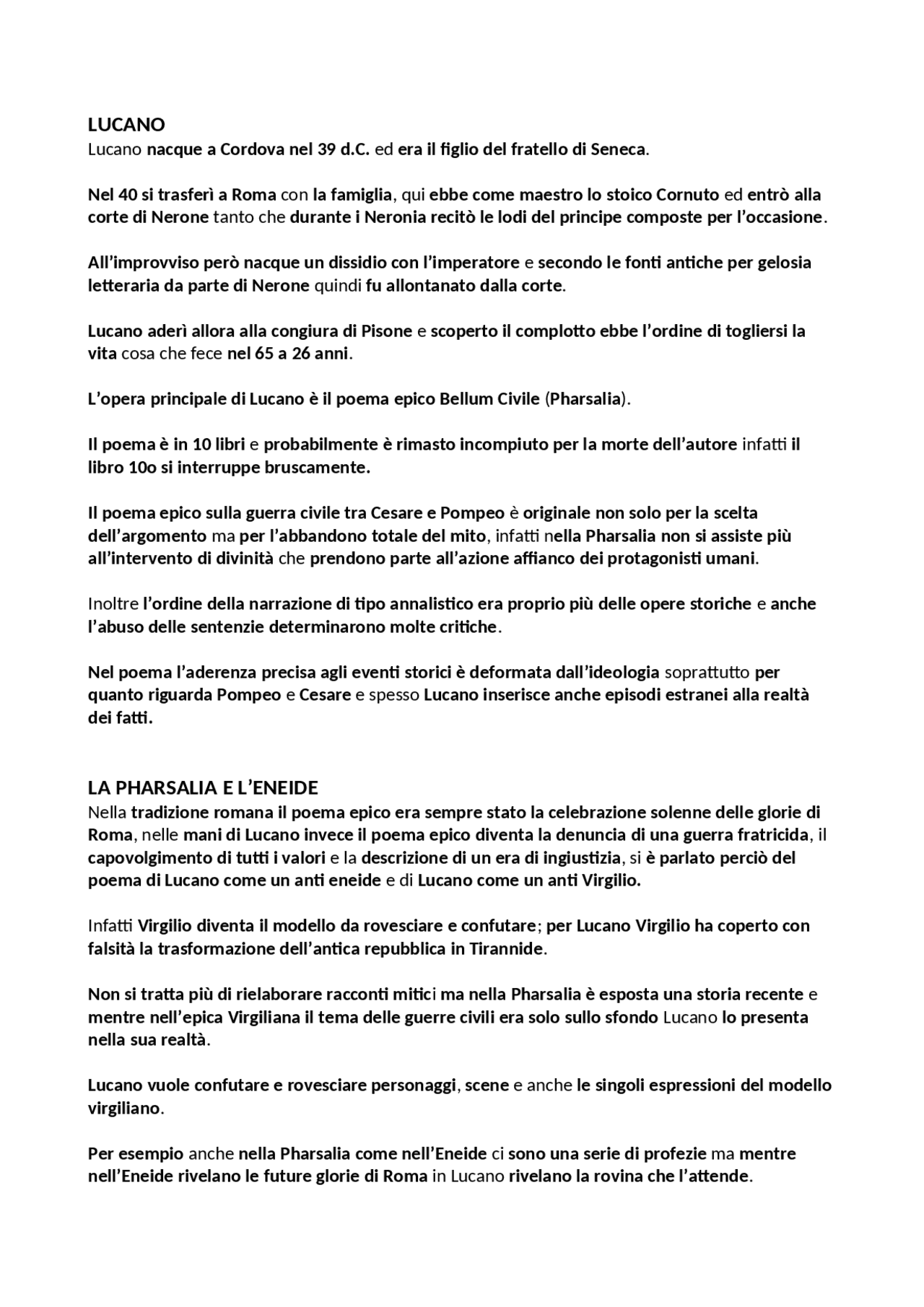 Marco Anneo Lucano Latino Docsity