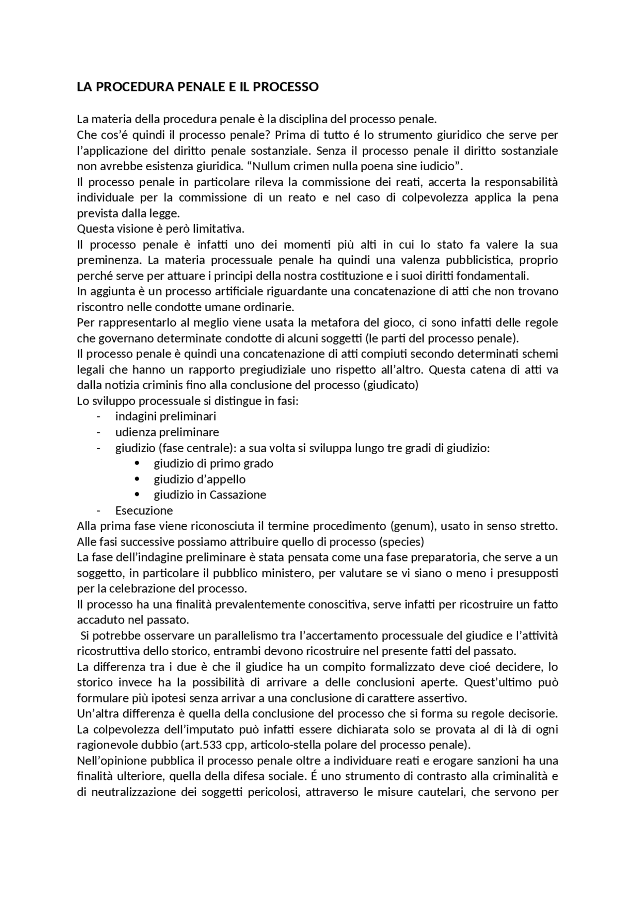 Appunti Anno 20202021 Corso Di Diritto Procedura Penale Docsity
