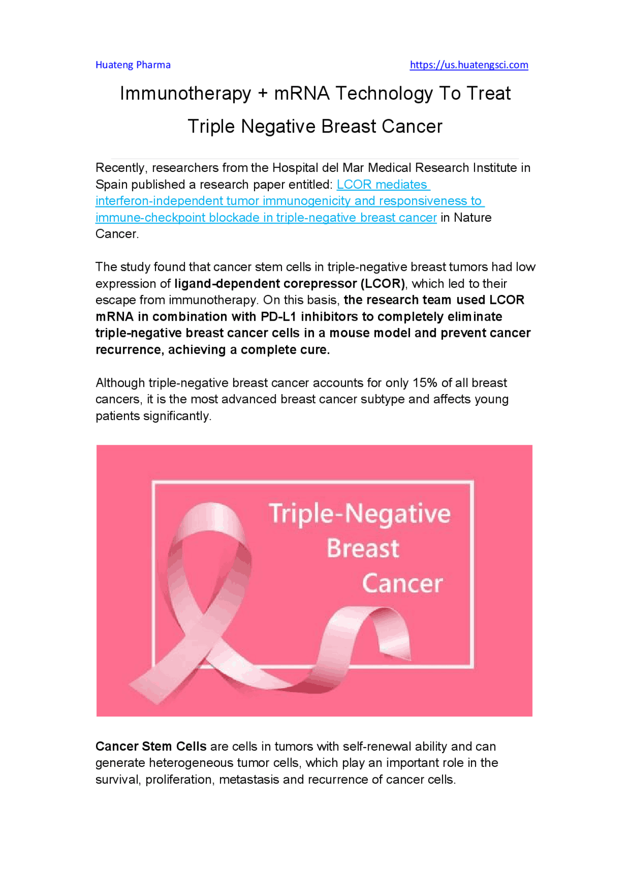 Immunotherapy + mRNA Technology To Treat Triple Negative Breast Cancer ...