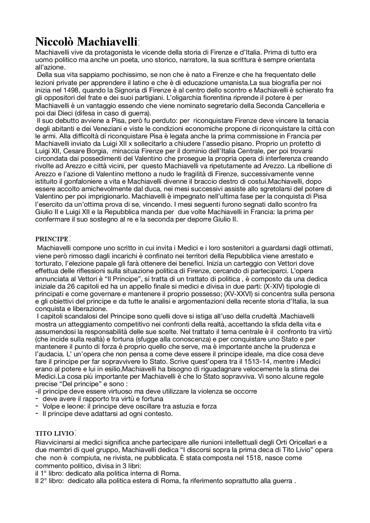 Appunti Su Machiavelli Docsity