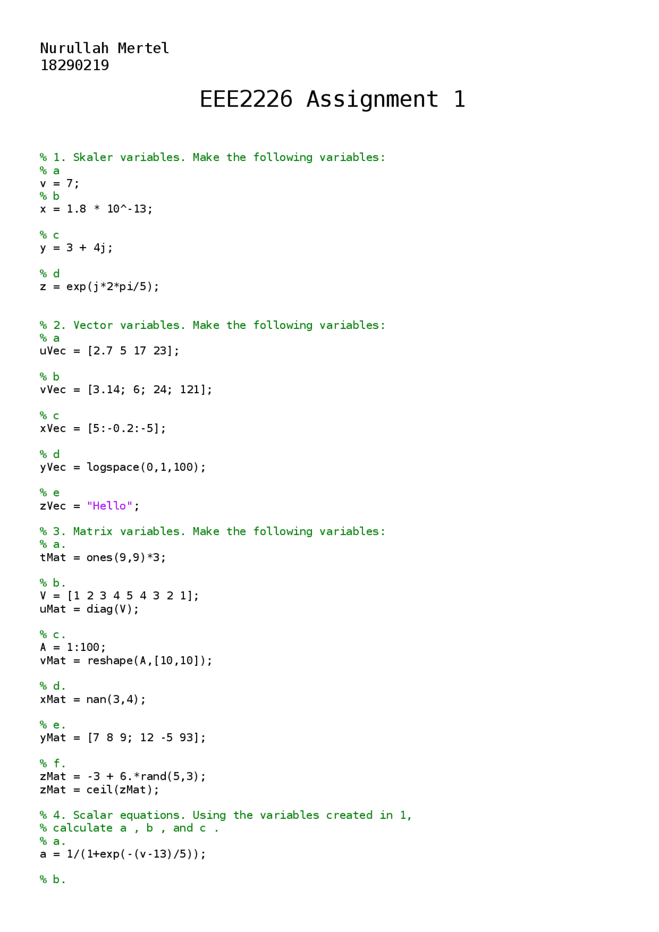 This Assignment Is About Matlab Skills Docsity