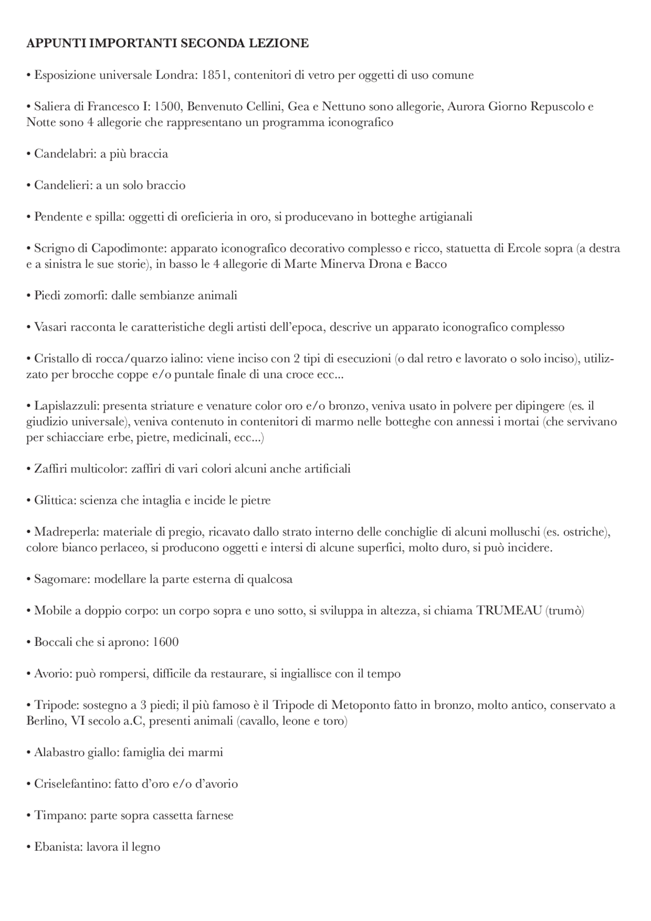Appunti Di Storia Delle Arti Applicate Schemi E Mappe Concettuali