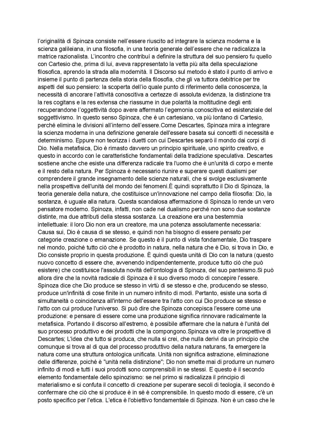 Confronto Spinoza E Cartesio Docsity
