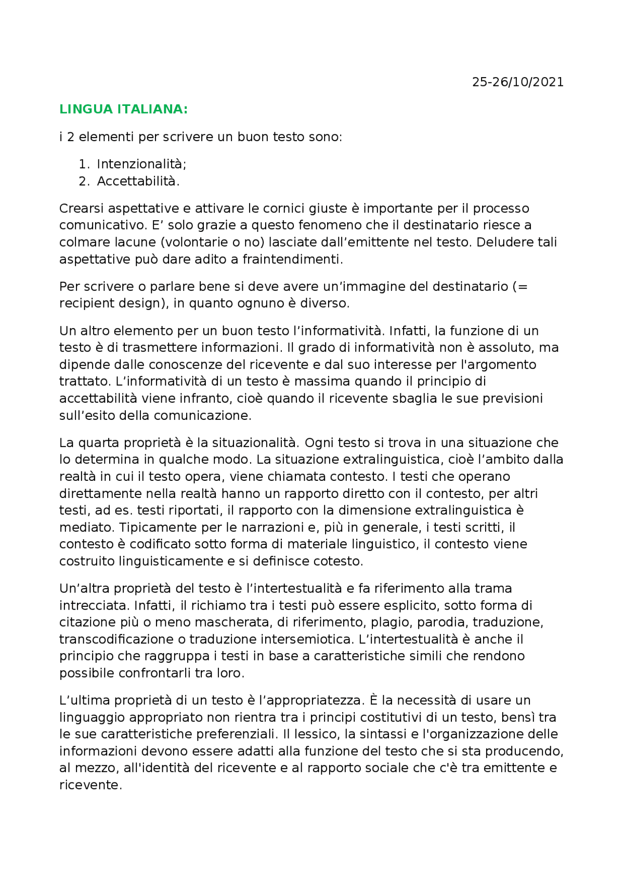 Appunti Di Lingua Italiana Sco Docsity