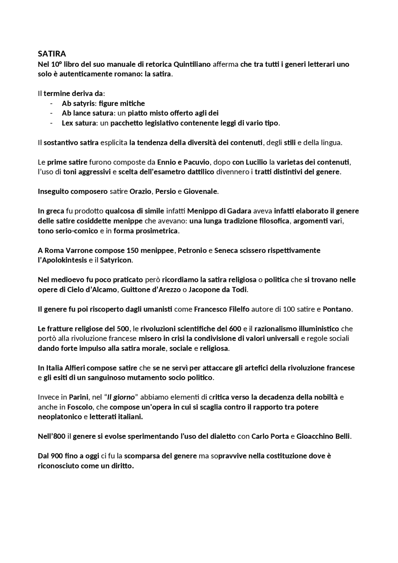 SATIRA: PERSIO E GIOVENALE (LATINO) - Docsity