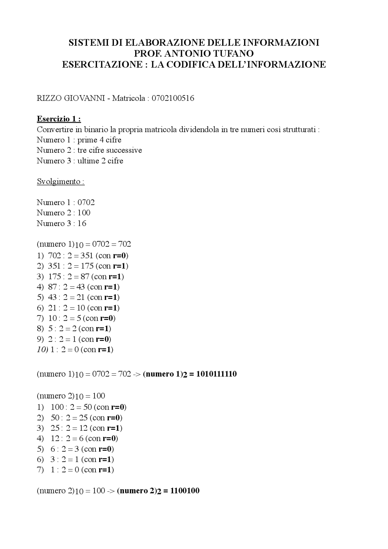 Elaborato Codifica Delle Informazioni 3 Docsity