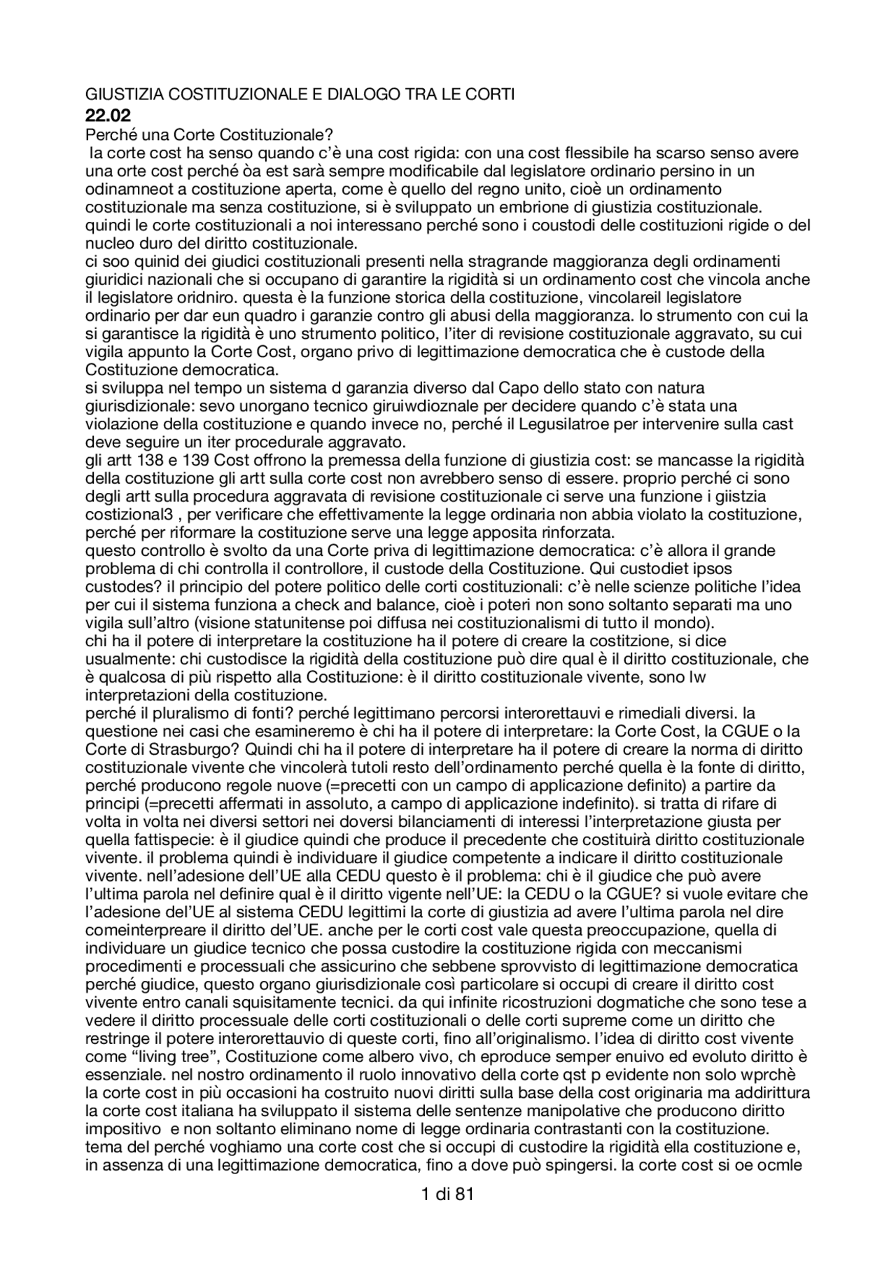 Corte Costituzionale E Dialogo Tra Corti Appunti Docsity