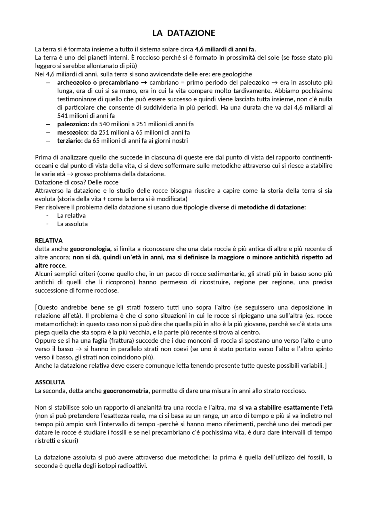 Appunti Relativi Alla Datazione Scienze Docsity