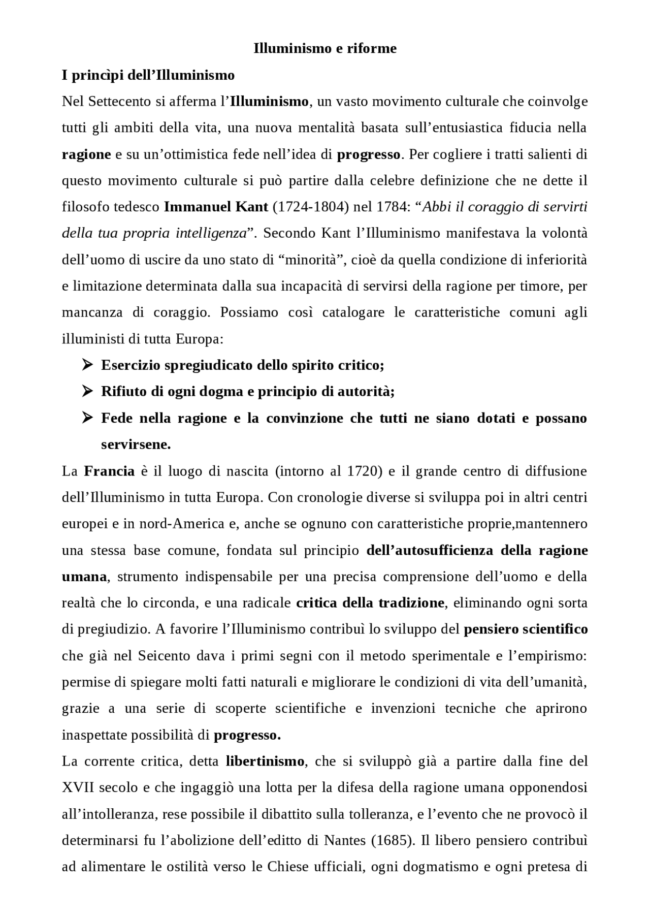 Lilluminismo E Le Riforme Docsity