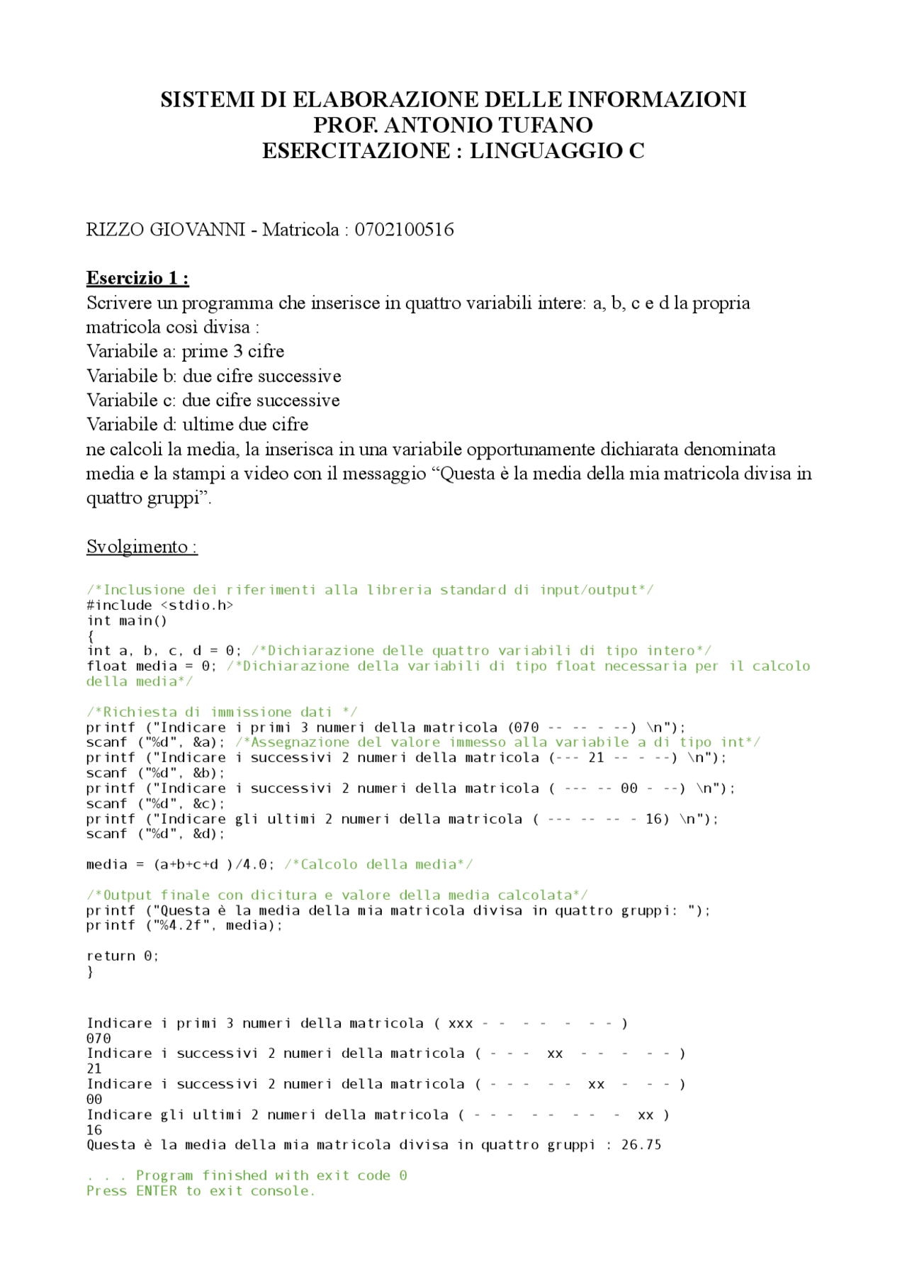 Elaborato Linguaggio C 3 Docsity