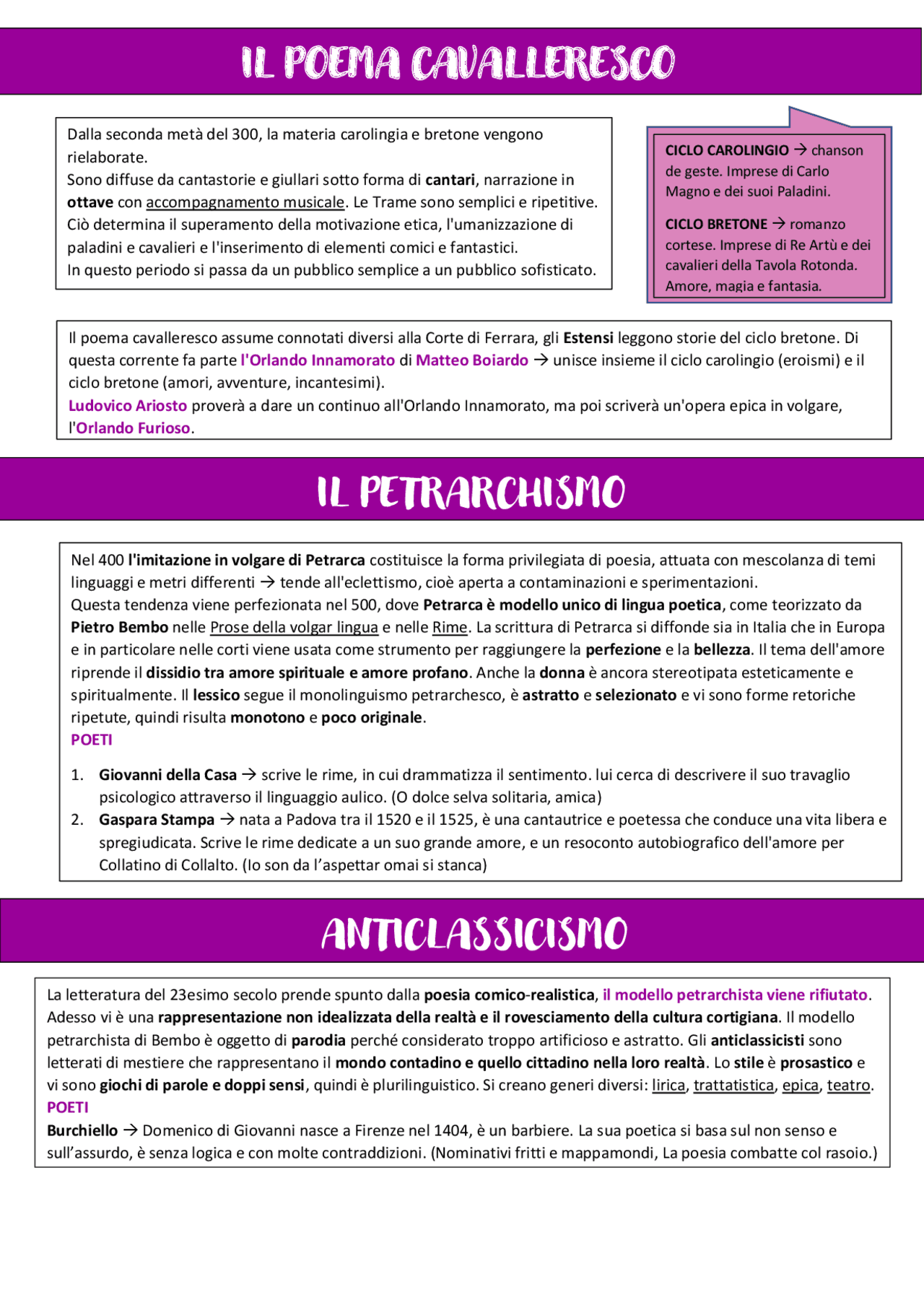 Vita E Opere Di Ariosto Tasso Machiavelli Docsity