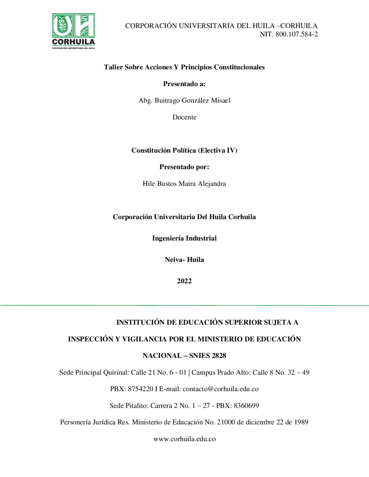 Documento que habla sobre conceptos de La Constitución Política - Docsity