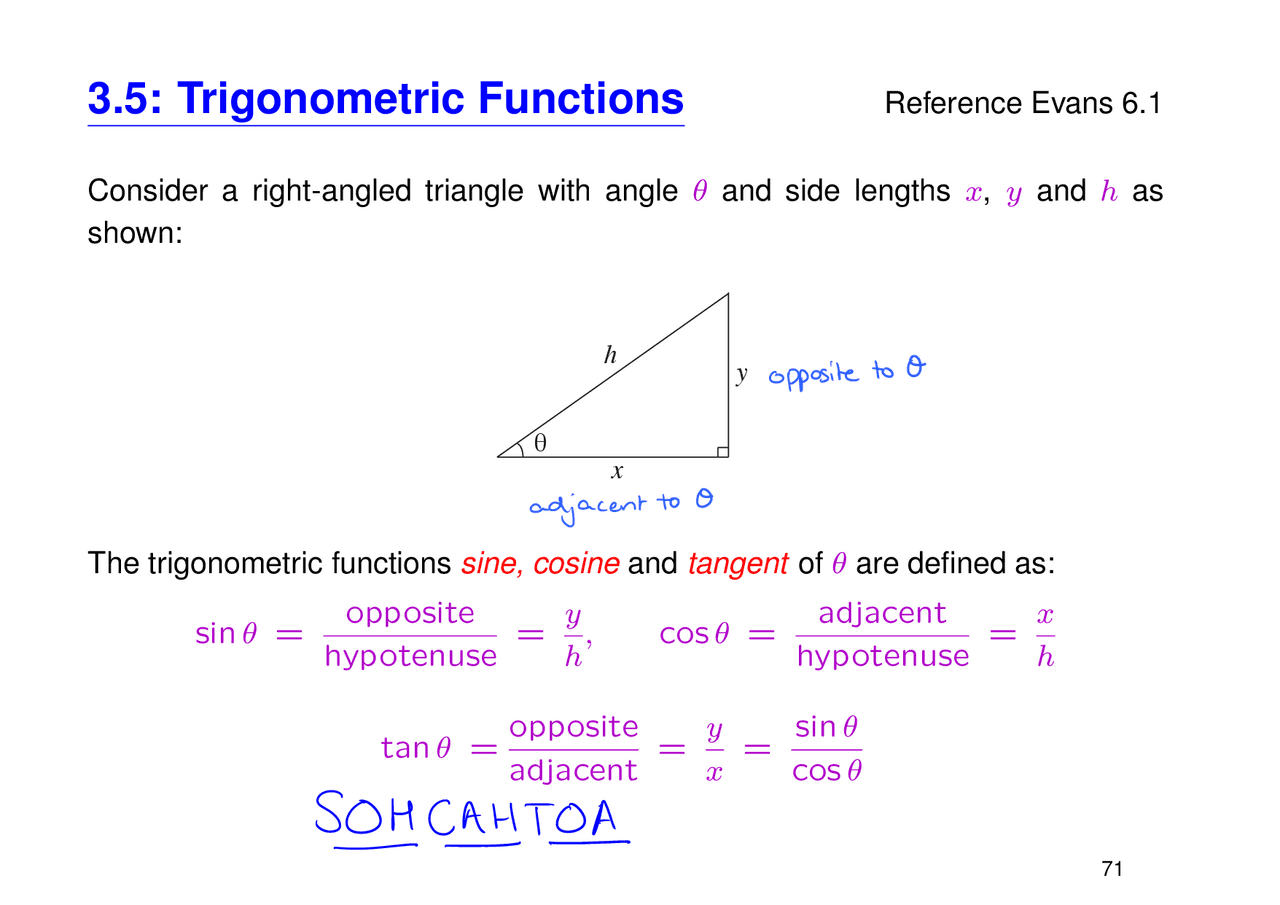 Basic Trigonometry Function Exercises Calculus For Engineers Docsity