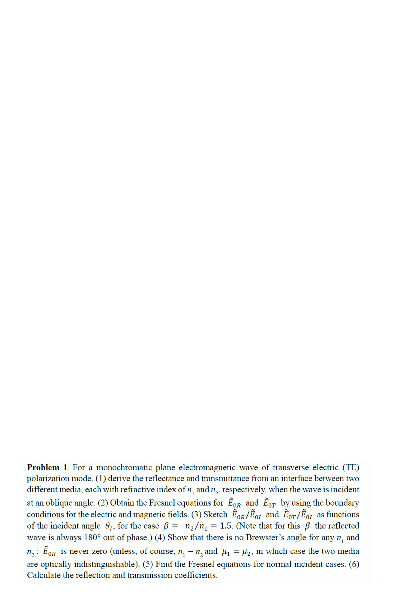 6 Week Exercises On Electrodynamics Docsity