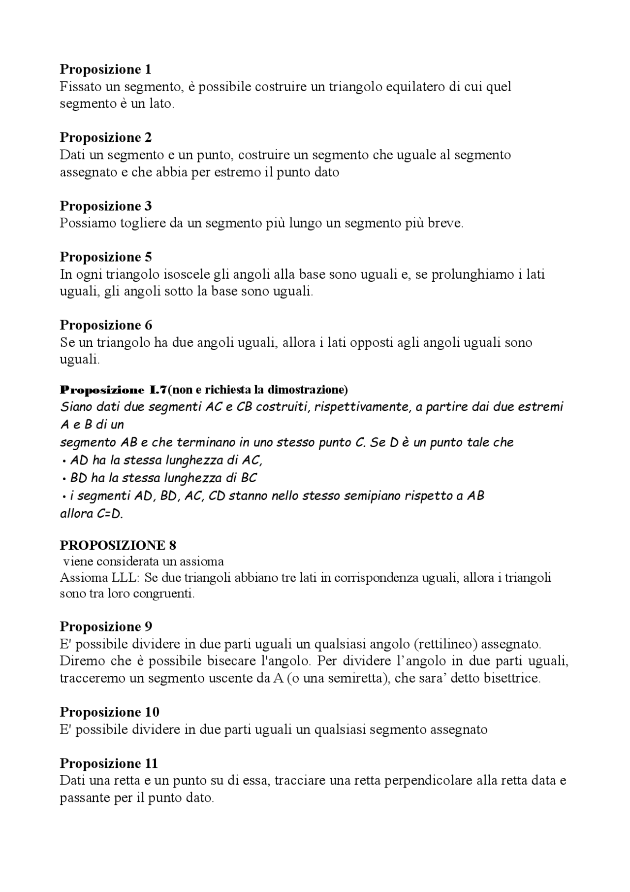 FONDAMENTI DI MATEMATICA PROF. TOVENA SPIEGAZIONE PROPOSIZIONI DEL ...