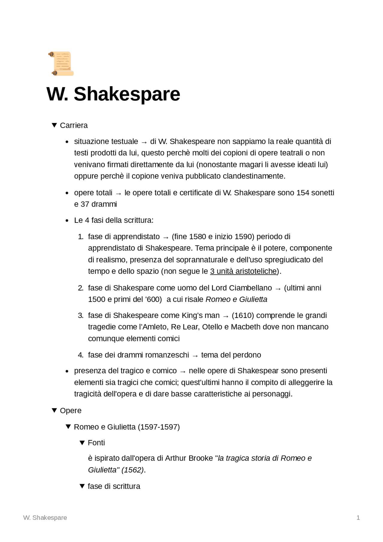 Appunti W Shakespeare Docsity
