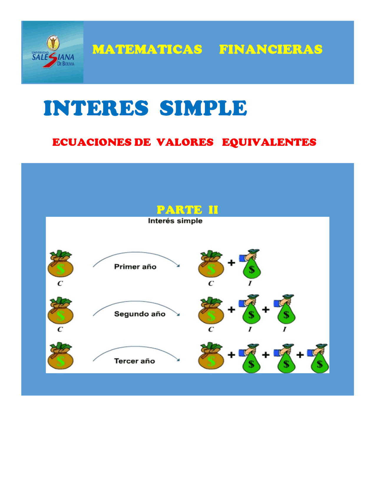 INTERES SIMPLE - MATEMATICAS FINANCIERAS - Docsity