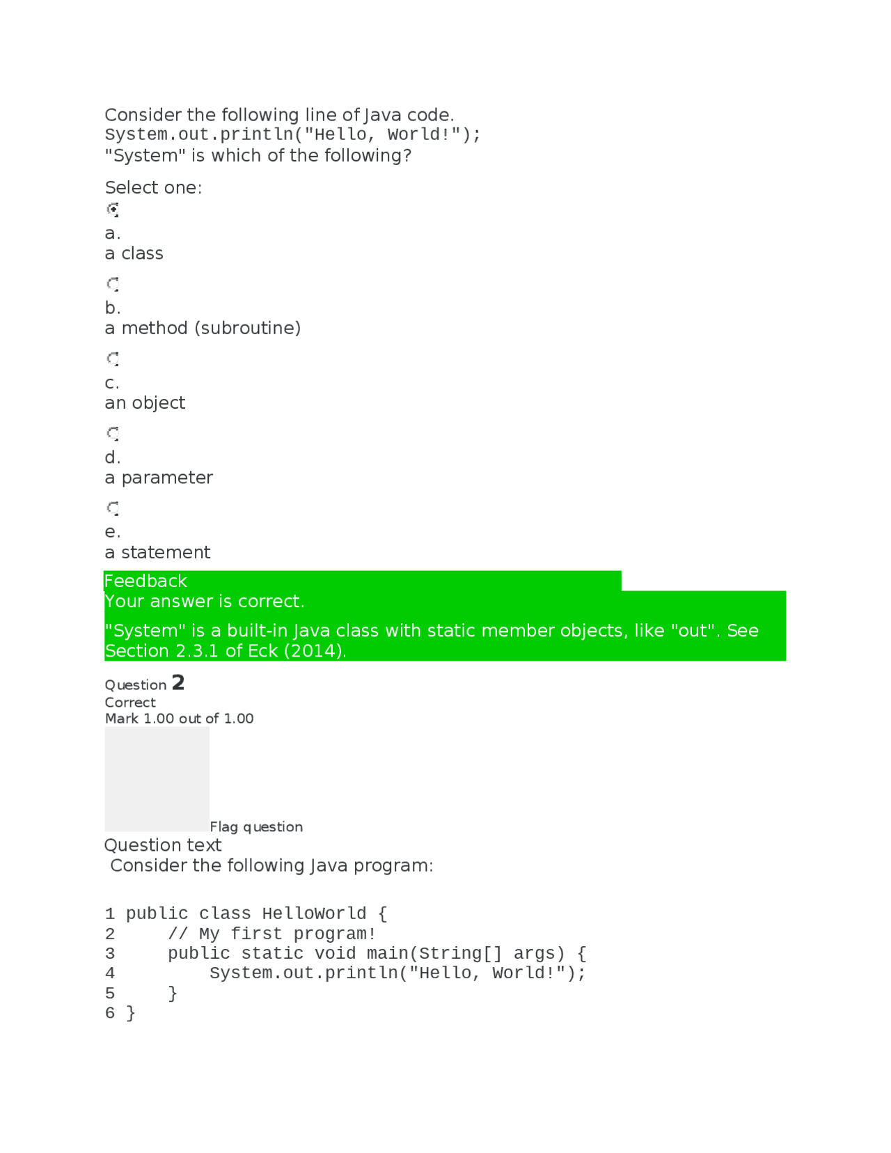 Week 1 Quiz For Cs 1102 01 Ay2022 T4 Quizzes Java Programming Docsity