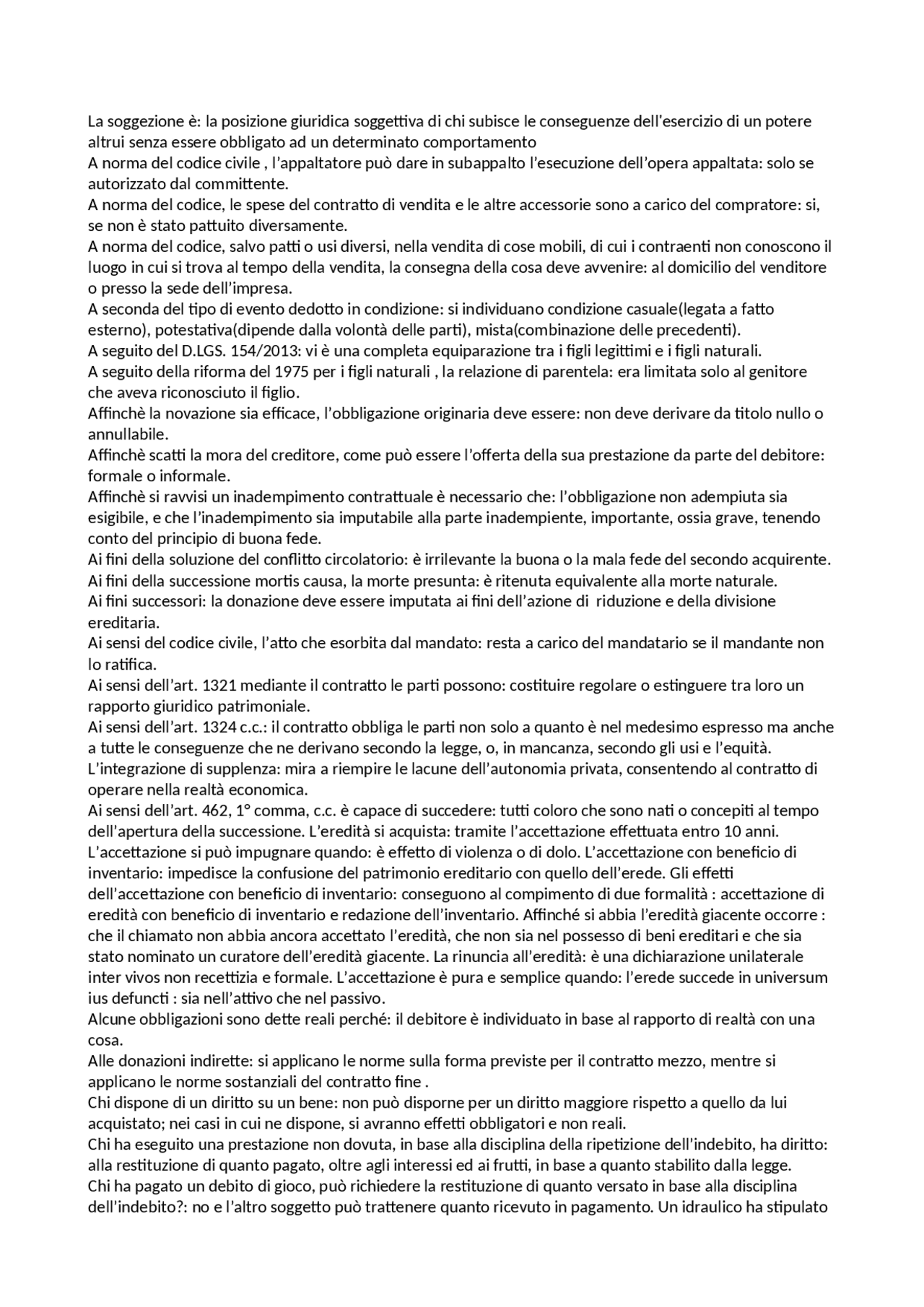 Domande e risposte Esame Pegaso diritto privato L-18 - Docsity