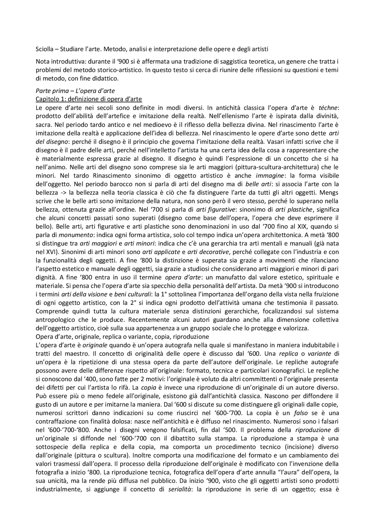 Appunti Riassuntivi Del Manuale Di Carlo Sciolla Docsity