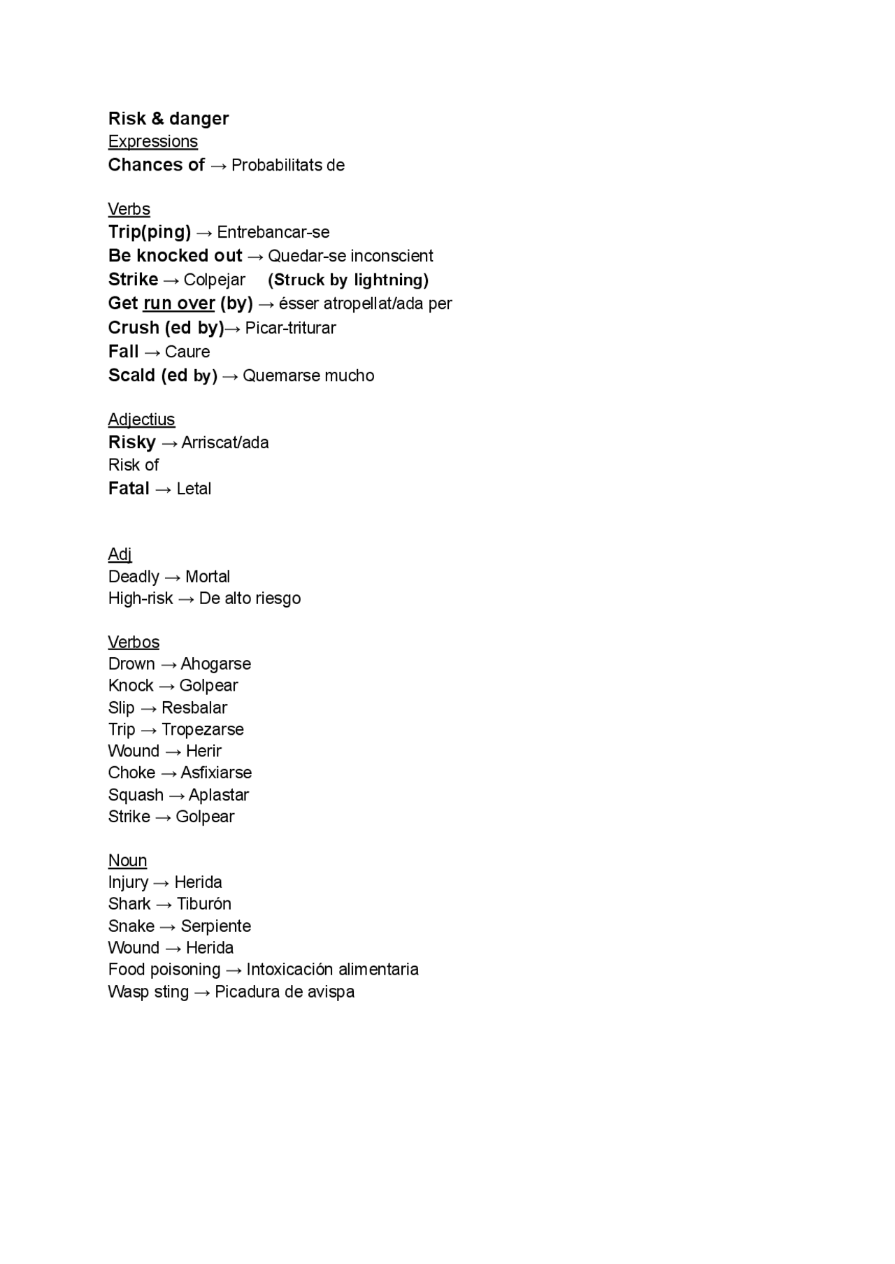 Vocabulary Reach Up Unit | Apuntes de Inglés | Docsity