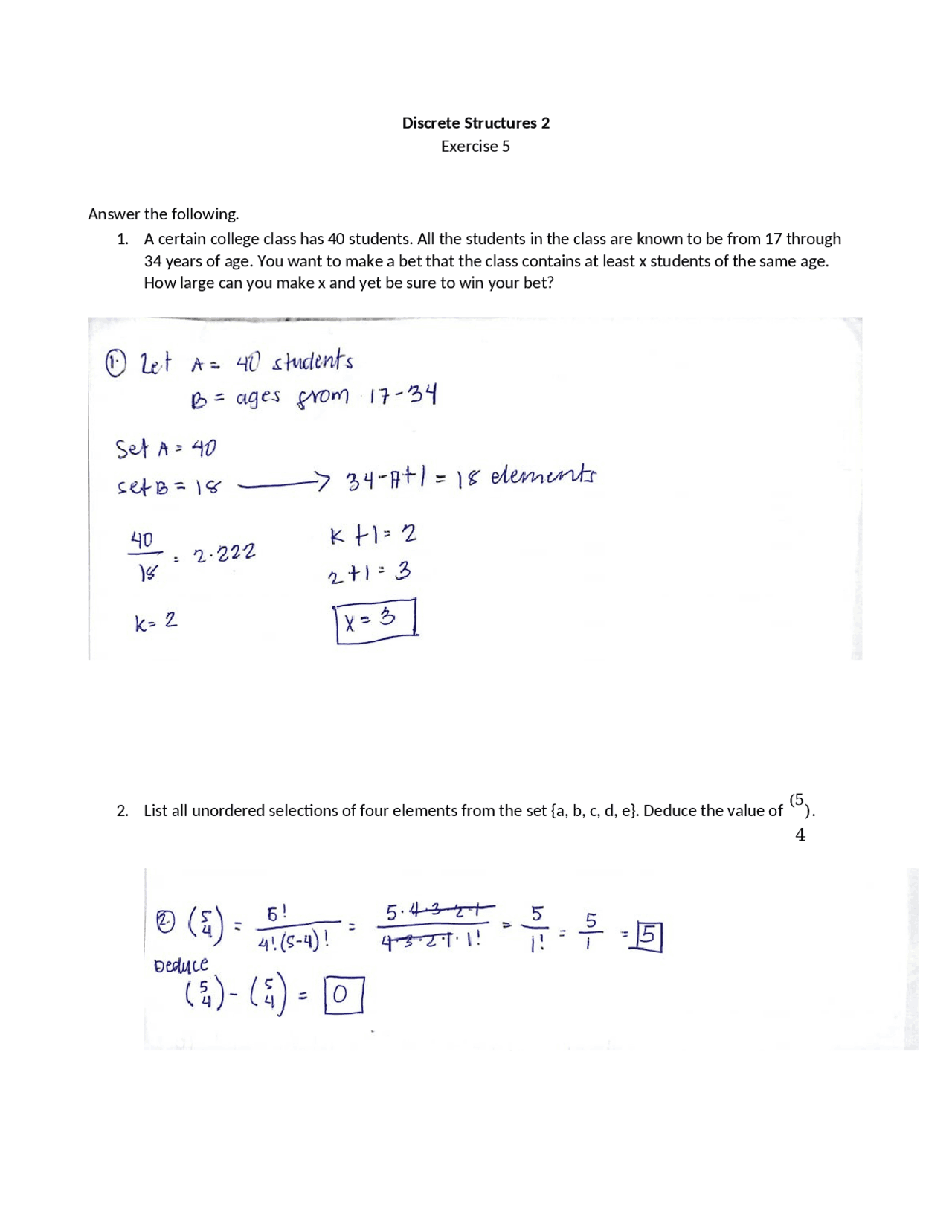Discrete structure answer - Docsity