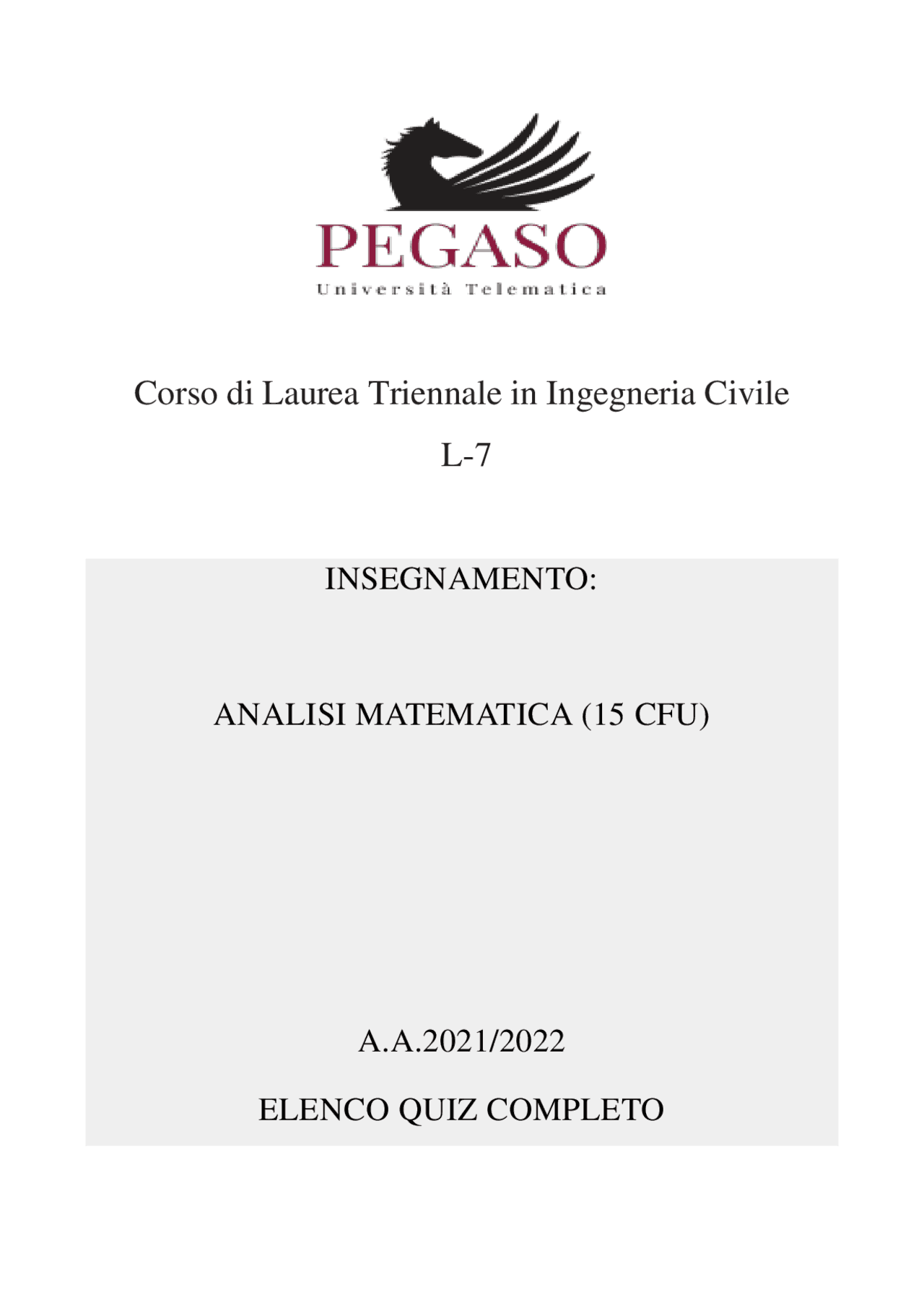 Analisi Matematica 15 Cfu Quiz Completi E Aggiornati Docsity