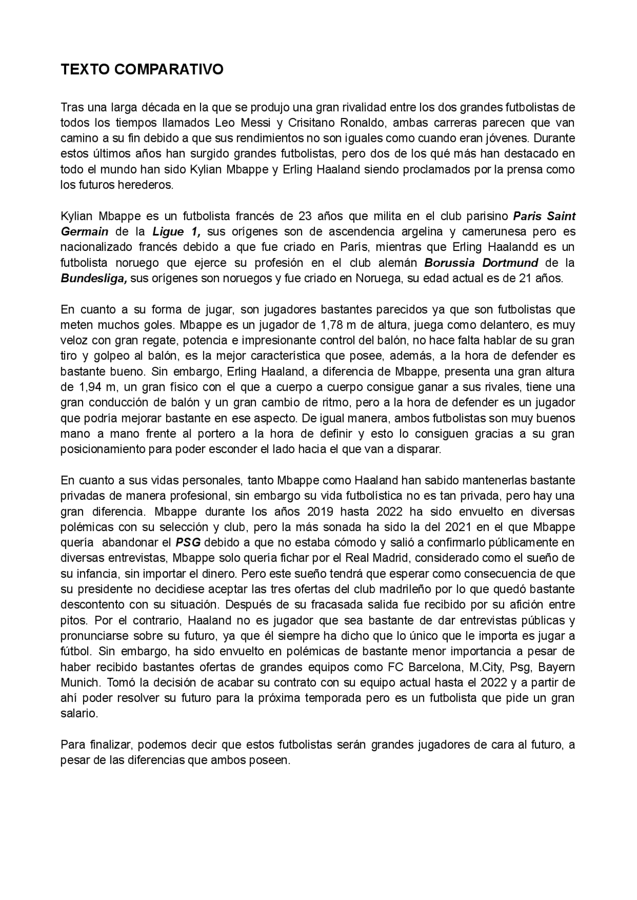 Texto comparativo ejemplo lengua | Monografías, Ensayos de Lengua y ...