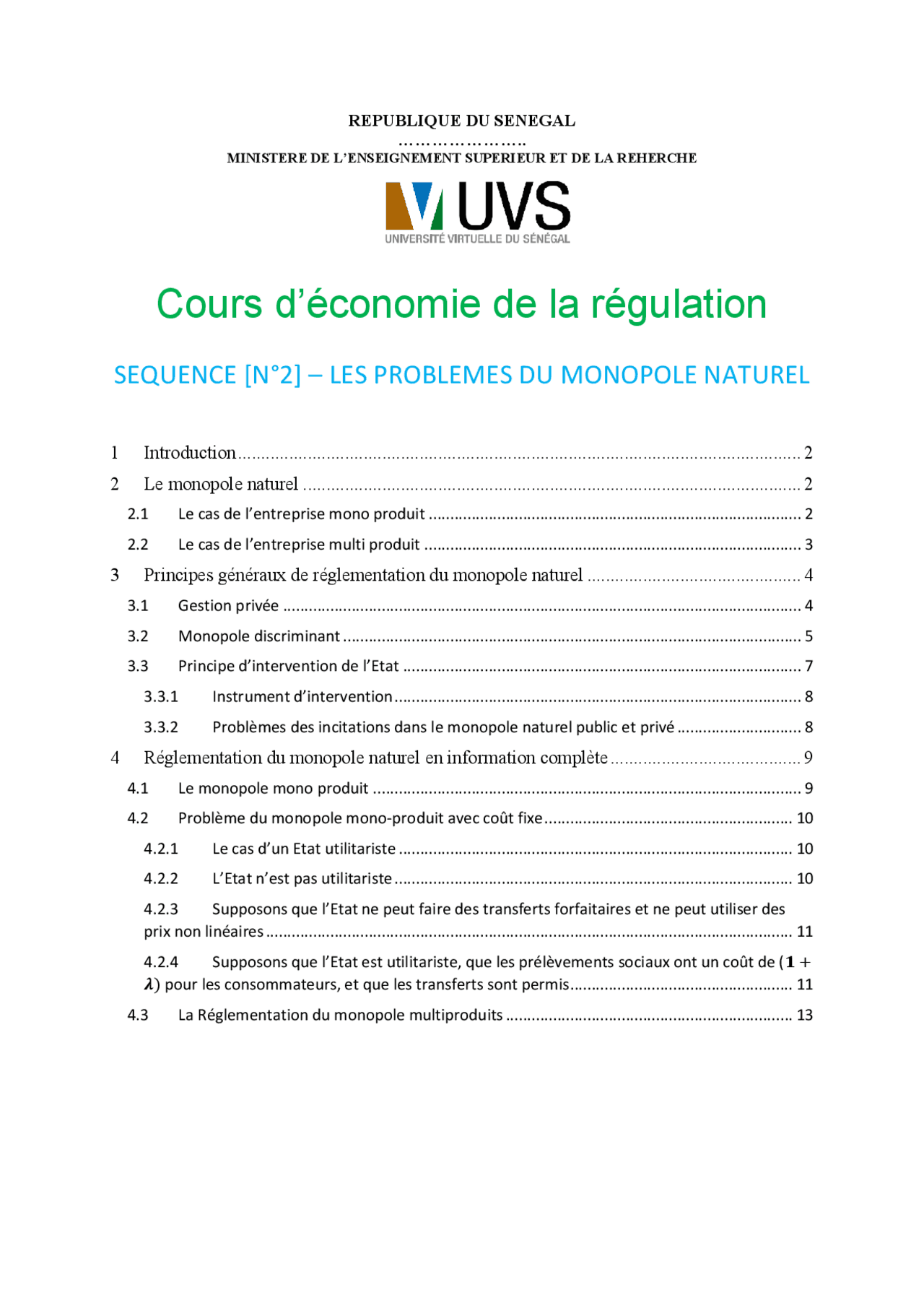 Economics Regulation Docsity