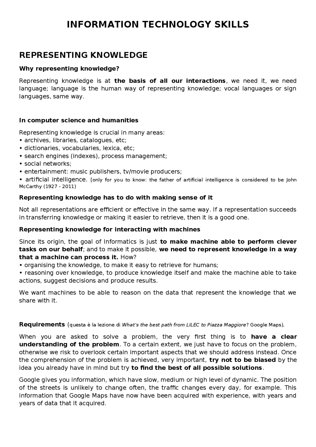 INFORMATION TECHNOLOGY SKILLS - Docsity