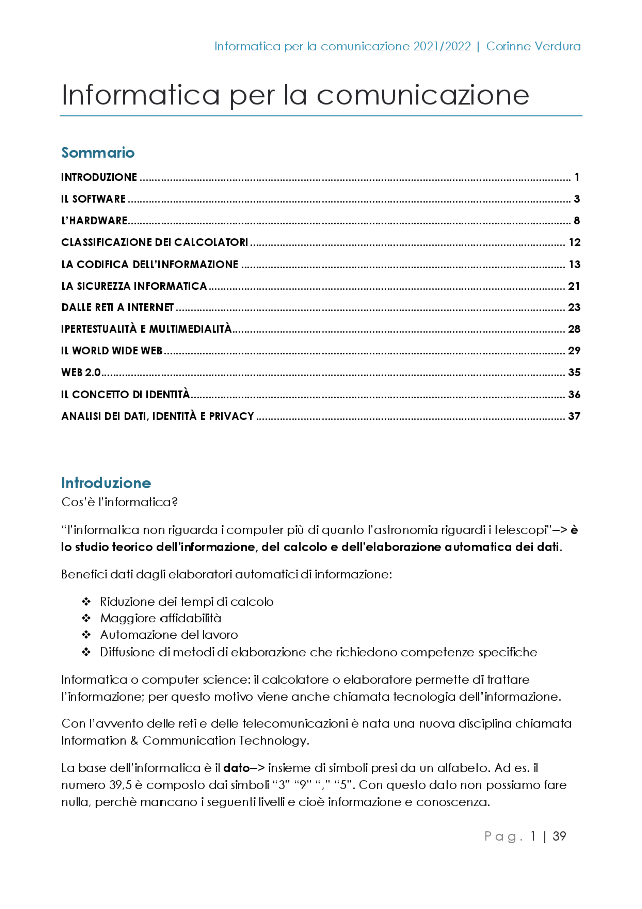 Appunti Di Informatica Per La Comunicazione Prof Cazzaniga Docsity
