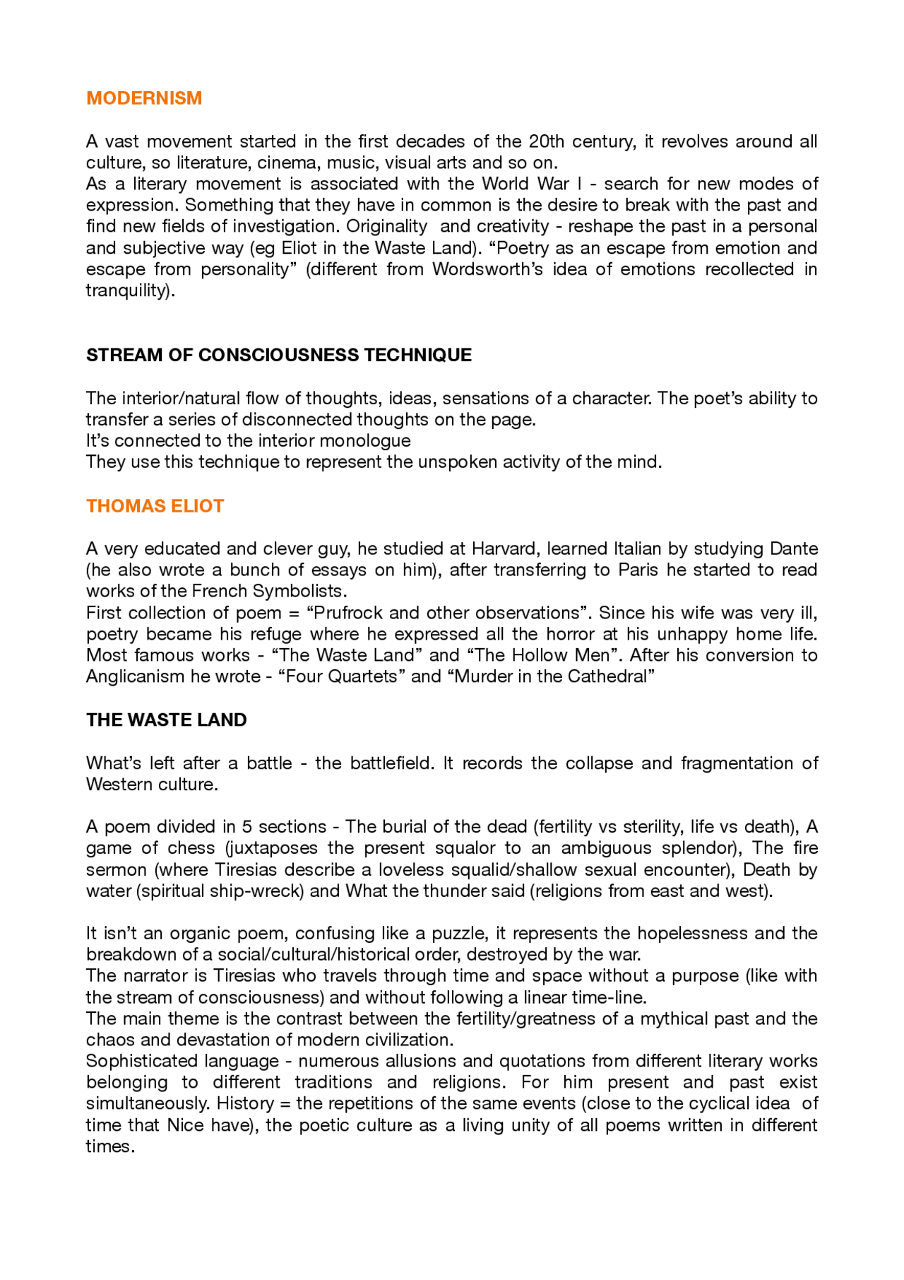 Modernism: Thomas Eliot and 'The Waste Land' - A Literary and Cultural ...