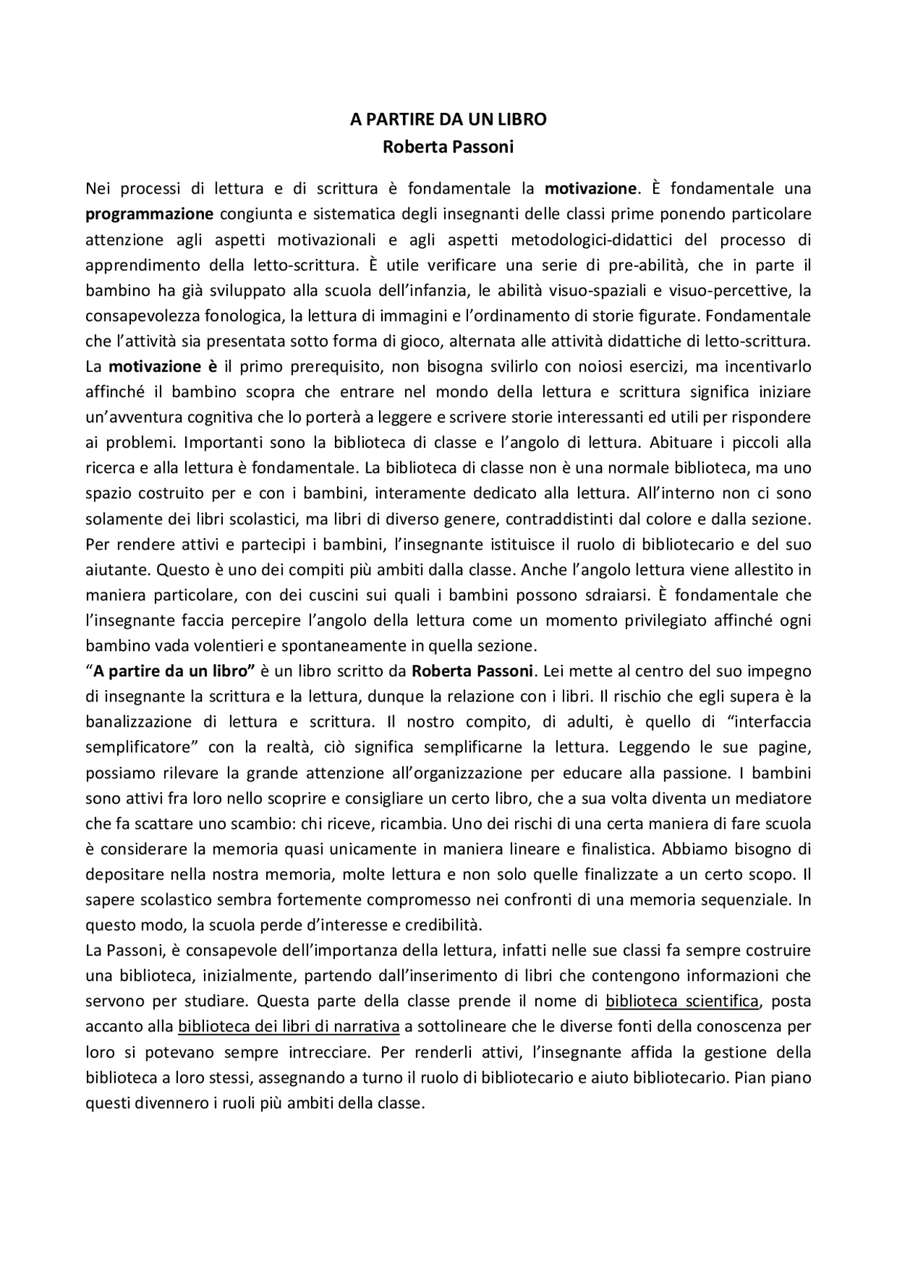 A Partire Da Un Libro Docsity