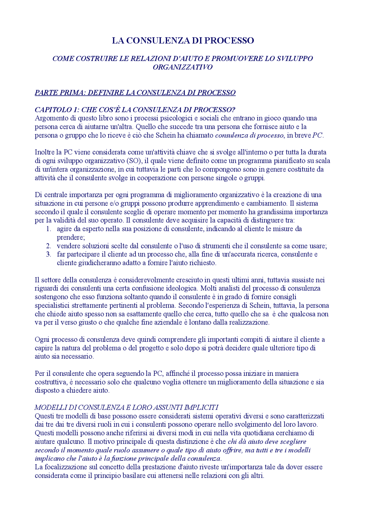 La Consulenza Di Processo Schein Docsity