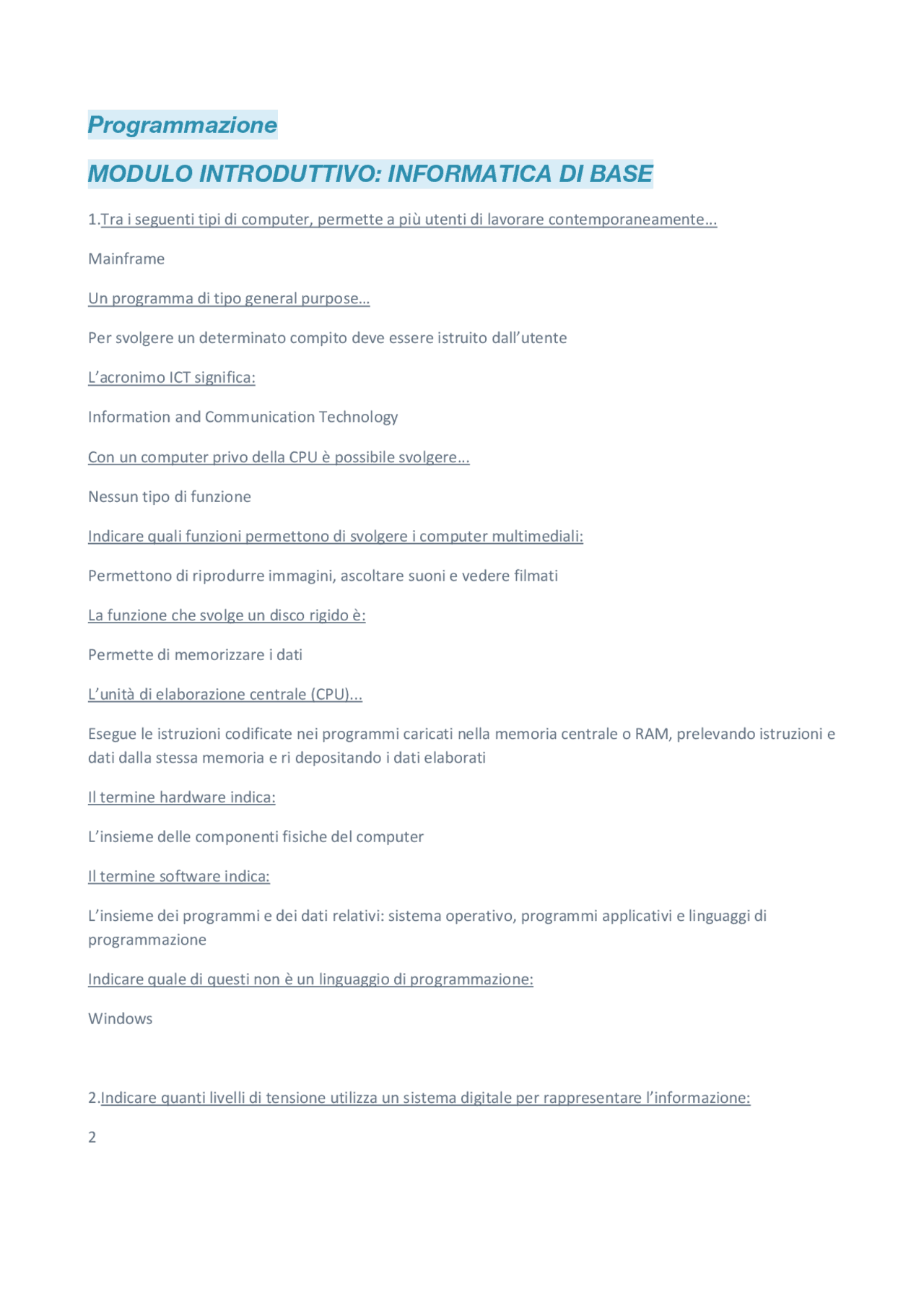 Unimercatorum Programmazione Docsity