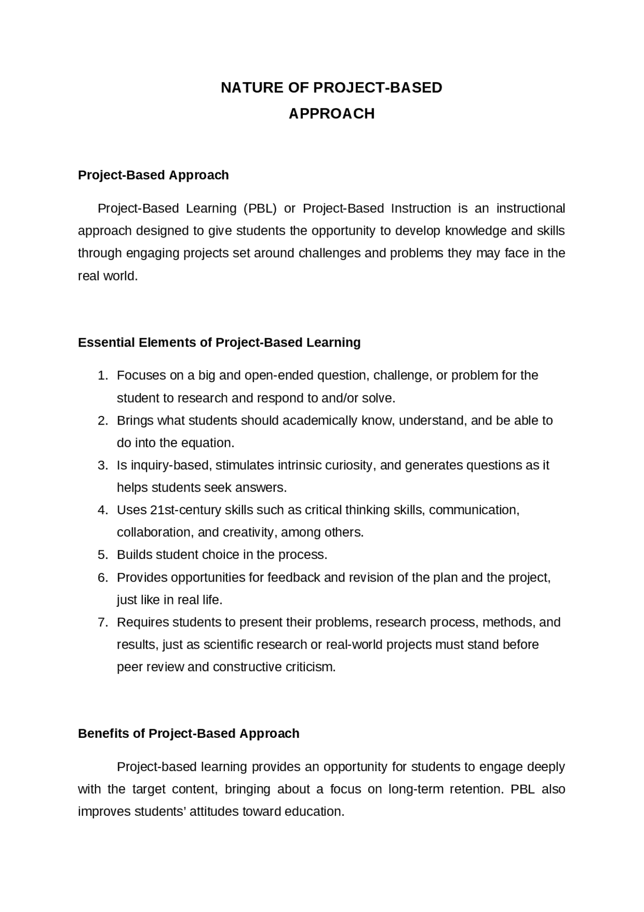 Project based curriculum | Summaries Earth Sciences | Docsity