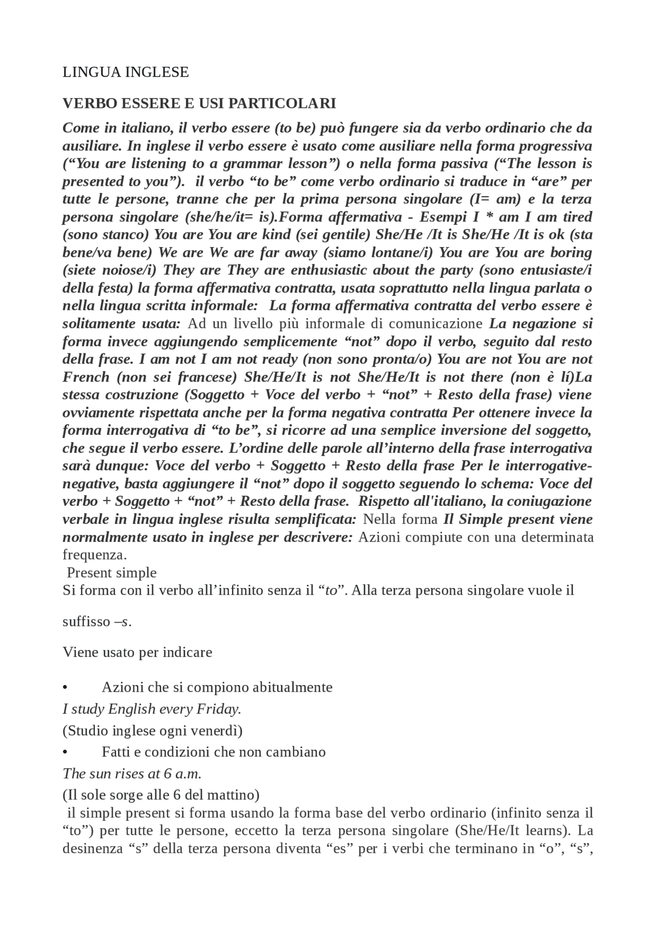 Lingua Inglese Scienze Motorie Pegaso Docsity