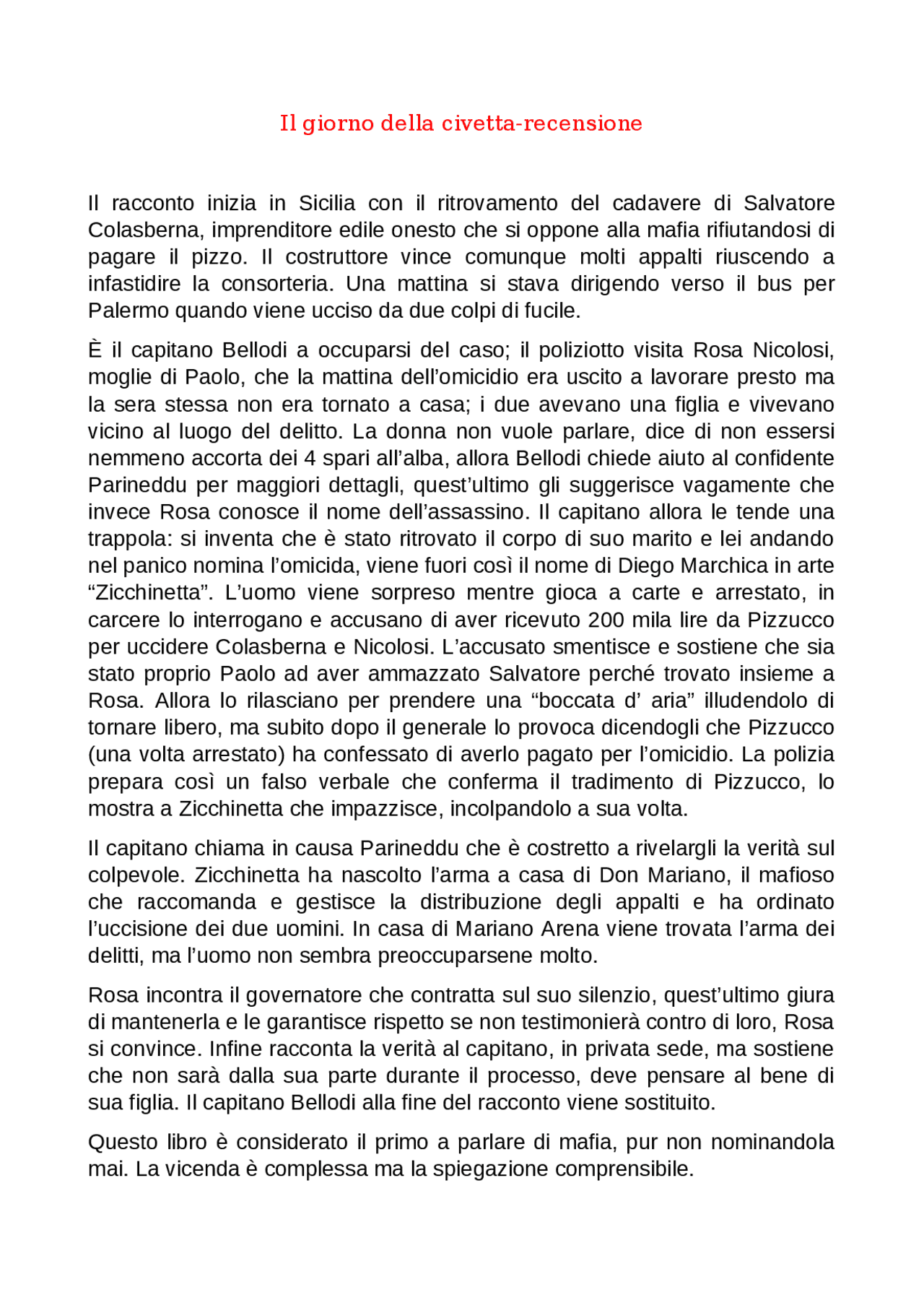 Il giorno della civetta-recensione | Sintesi del corso di Italiano ...