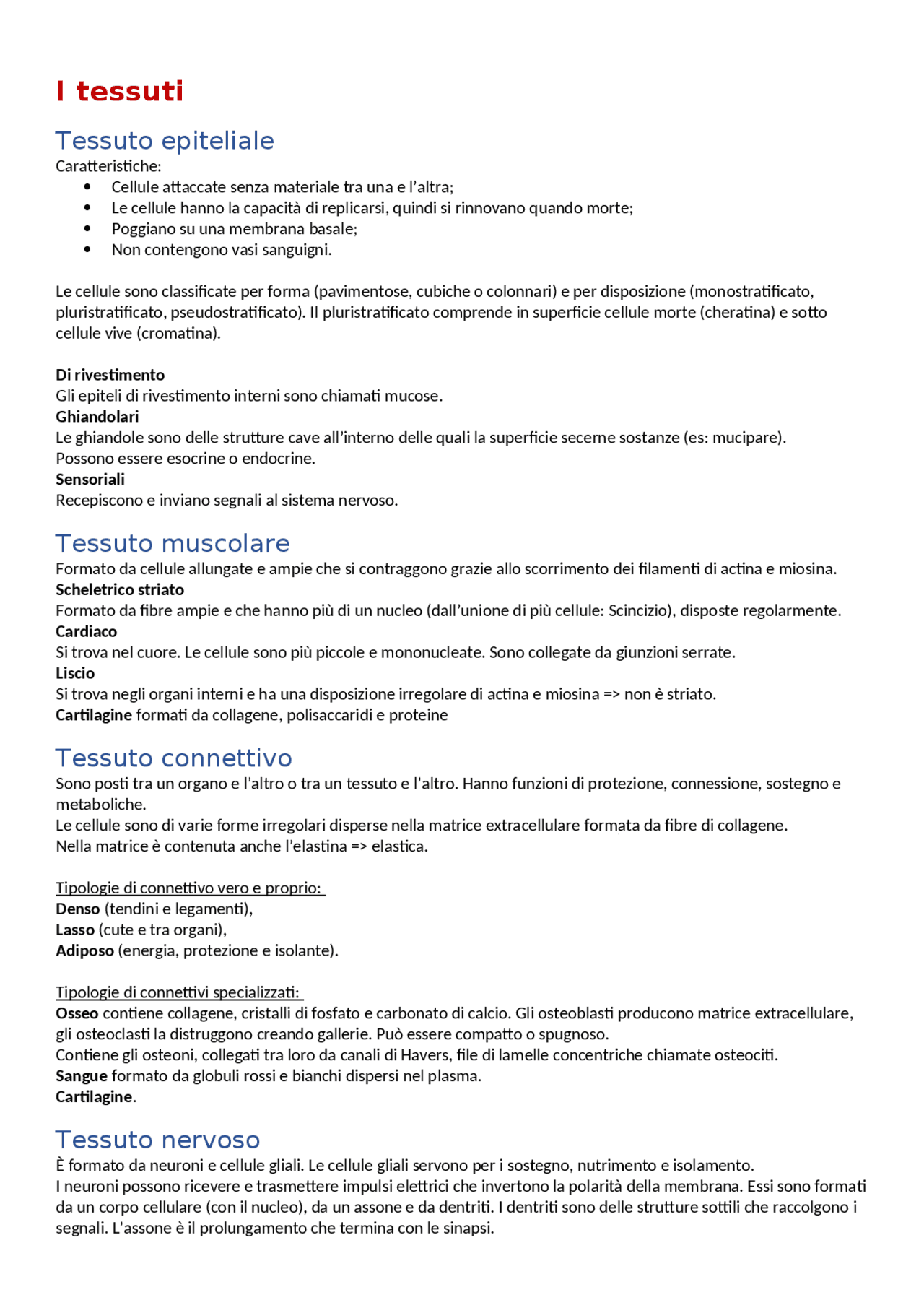 Tessuti E Apparato Circolatorio Schemi E Mappe Concettuali Di