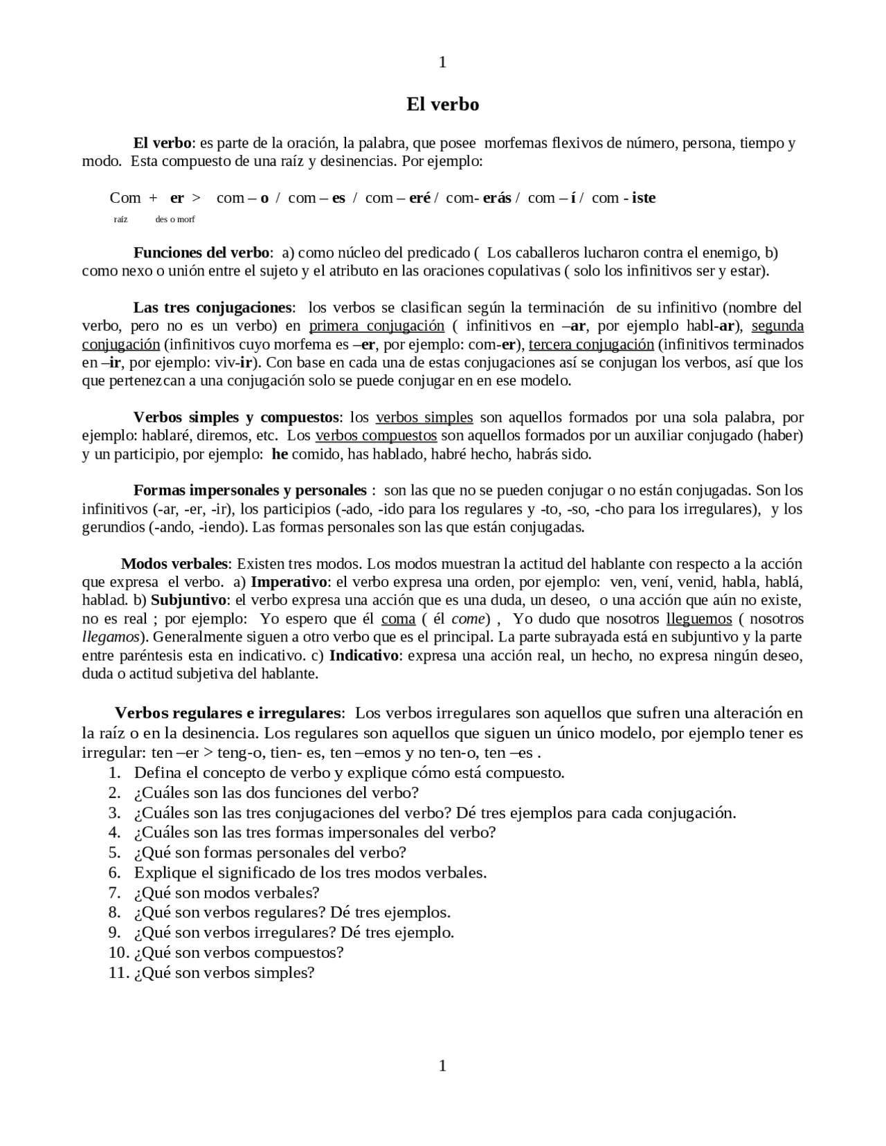 Teoría y práctica del verbo - Docsity