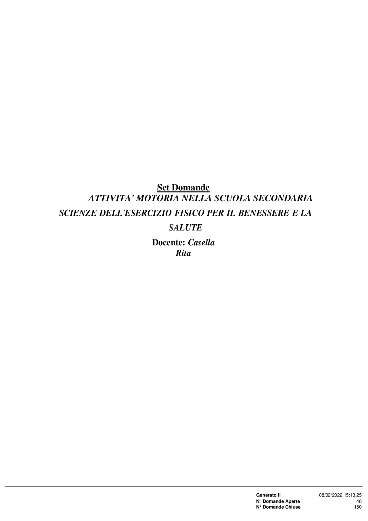 Paniere 2022 ATTIVITA' MOTORIA NELLA SCUOLA SECONDARIA prof. Casella Rita | Panieri di ...