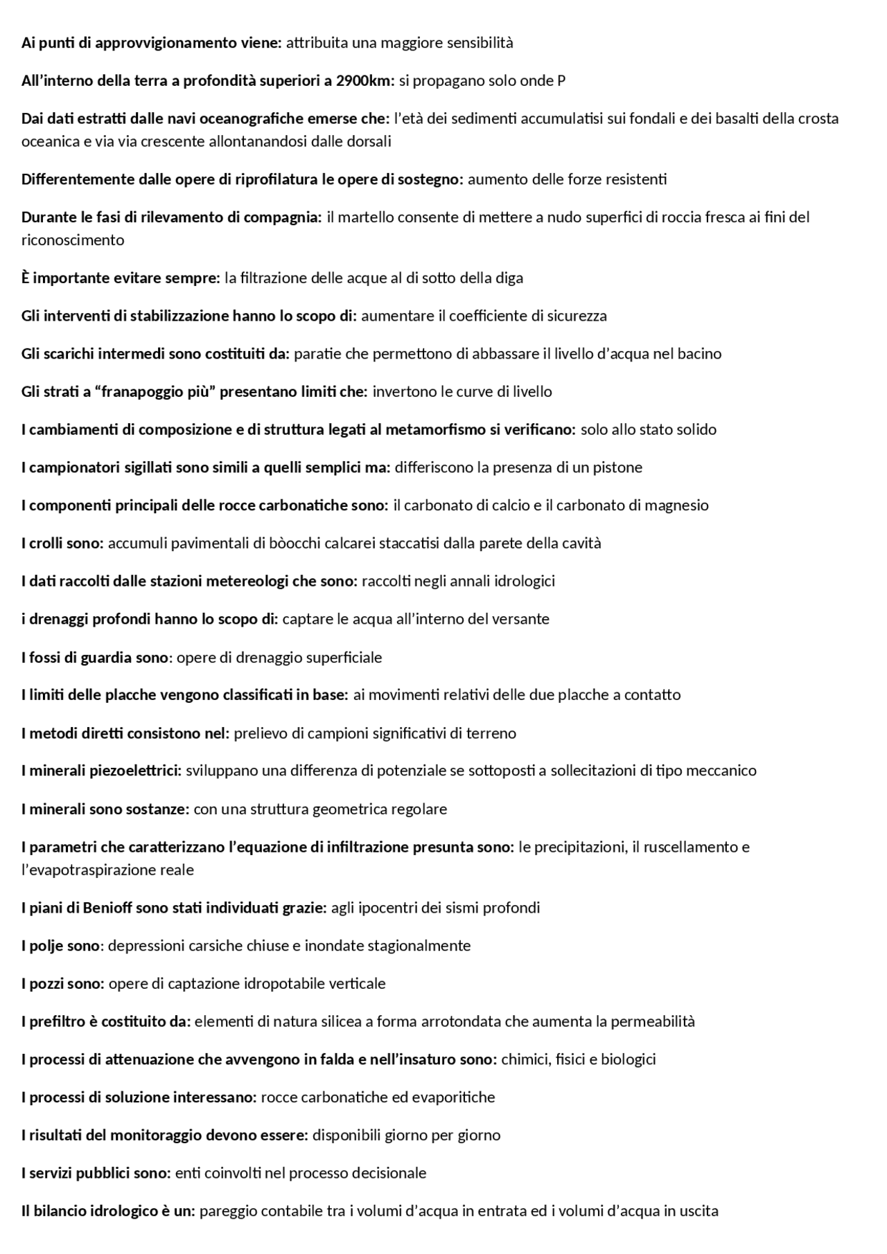 Domande Esame Di Geologia Applicata Docsity