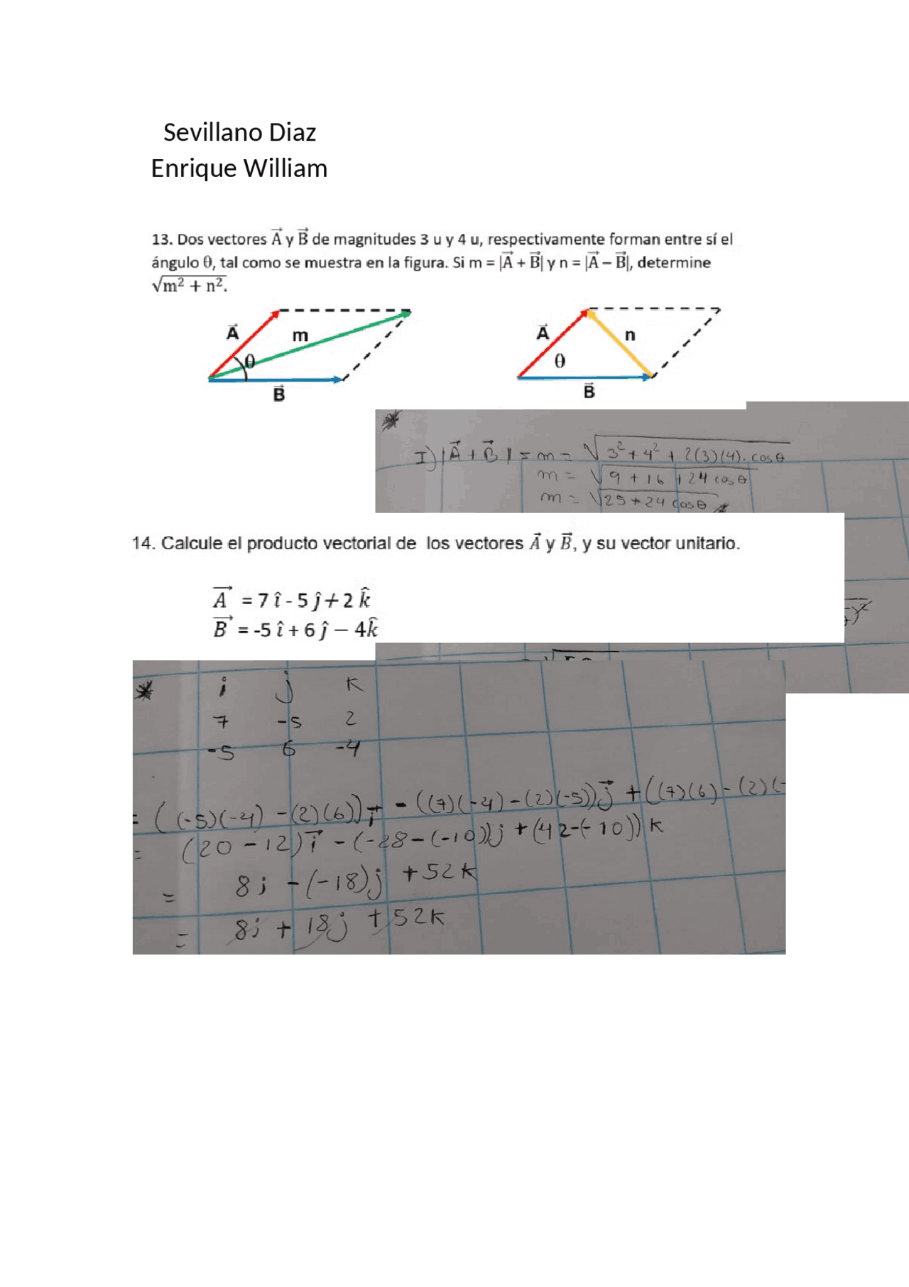 Resolución de vectores | Ejercicios de Matemáticas | Docsity